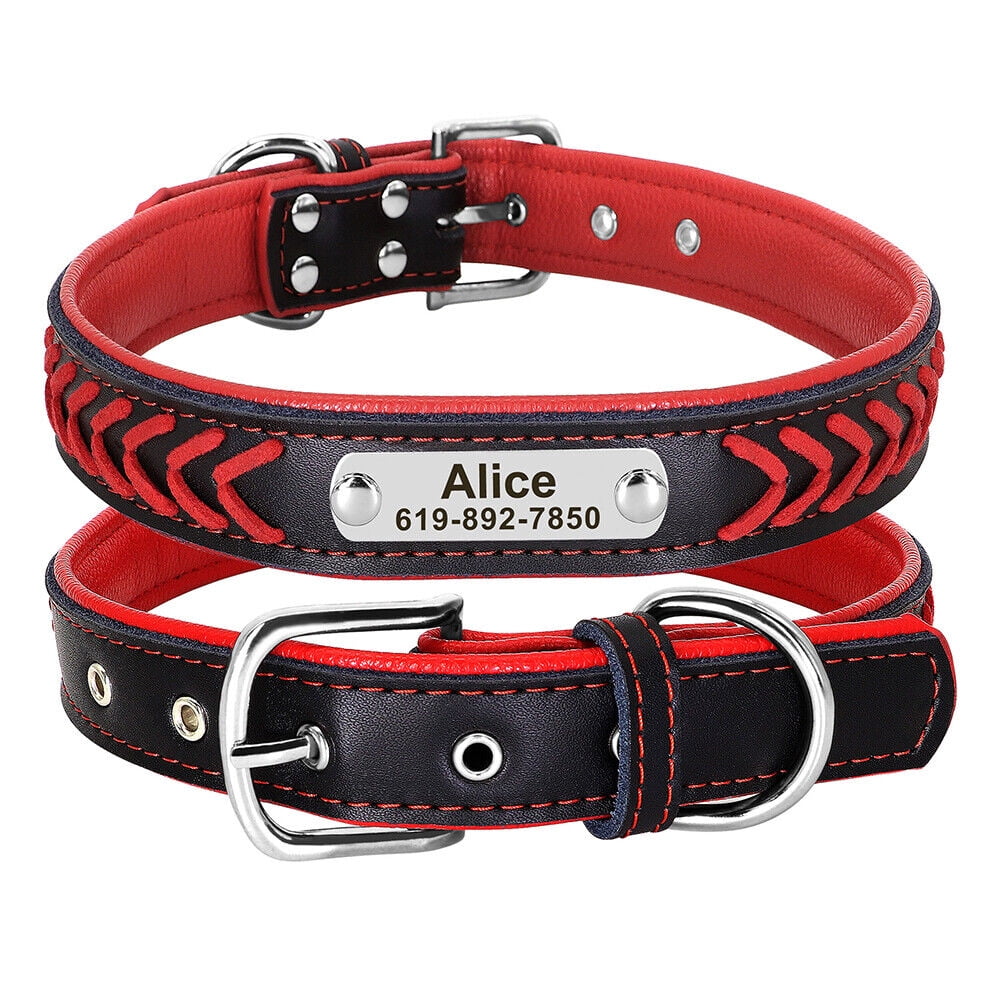 Didog Personalized Braided Leather Dog Cat Collar Engraved Dog Pet ID ...