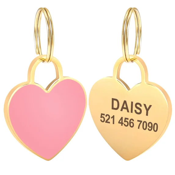 Didog Personalized Dog Tag Stainless Steel Heart Pet ID Tags for Small ...