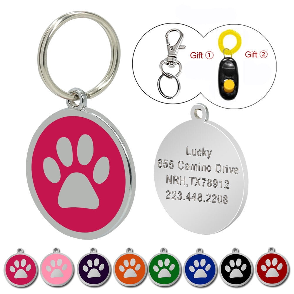 Didog Personalized Dog Tags Free Name Engraved Cute Paw Print Bone ...