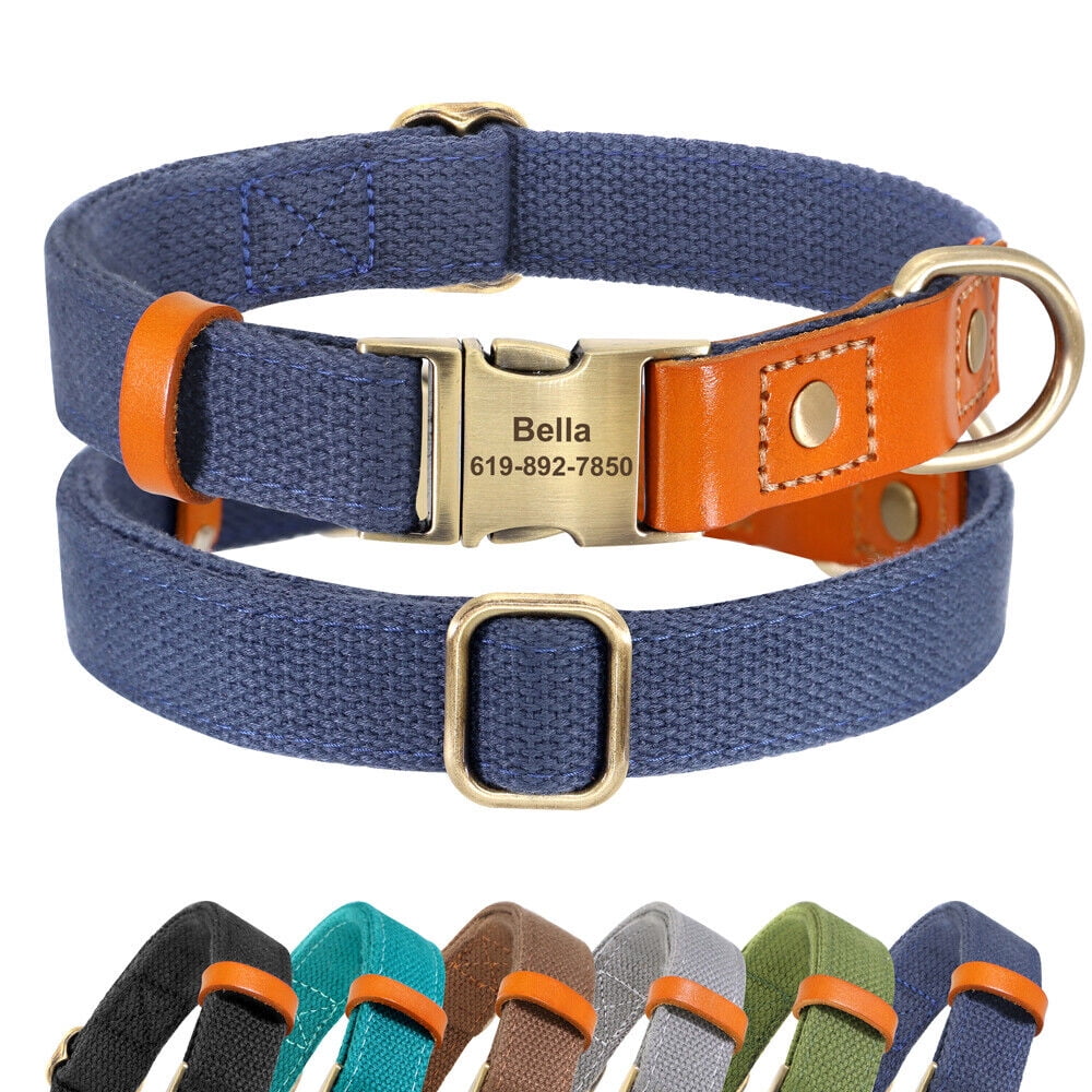 Didog Personalized Nylon & Leather Dog Collar Brass Buckle Name ...