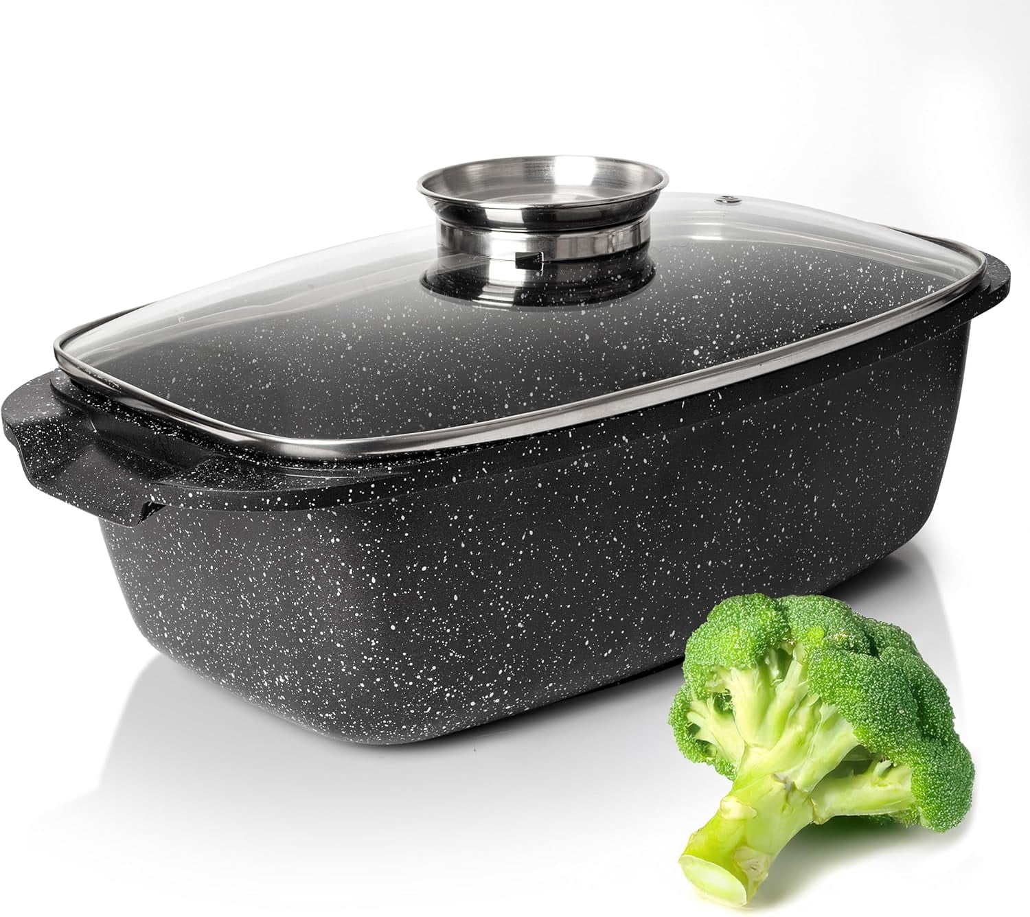 Roasting pan with lid, die-cast aluminum chicken roaster, suitable for ...