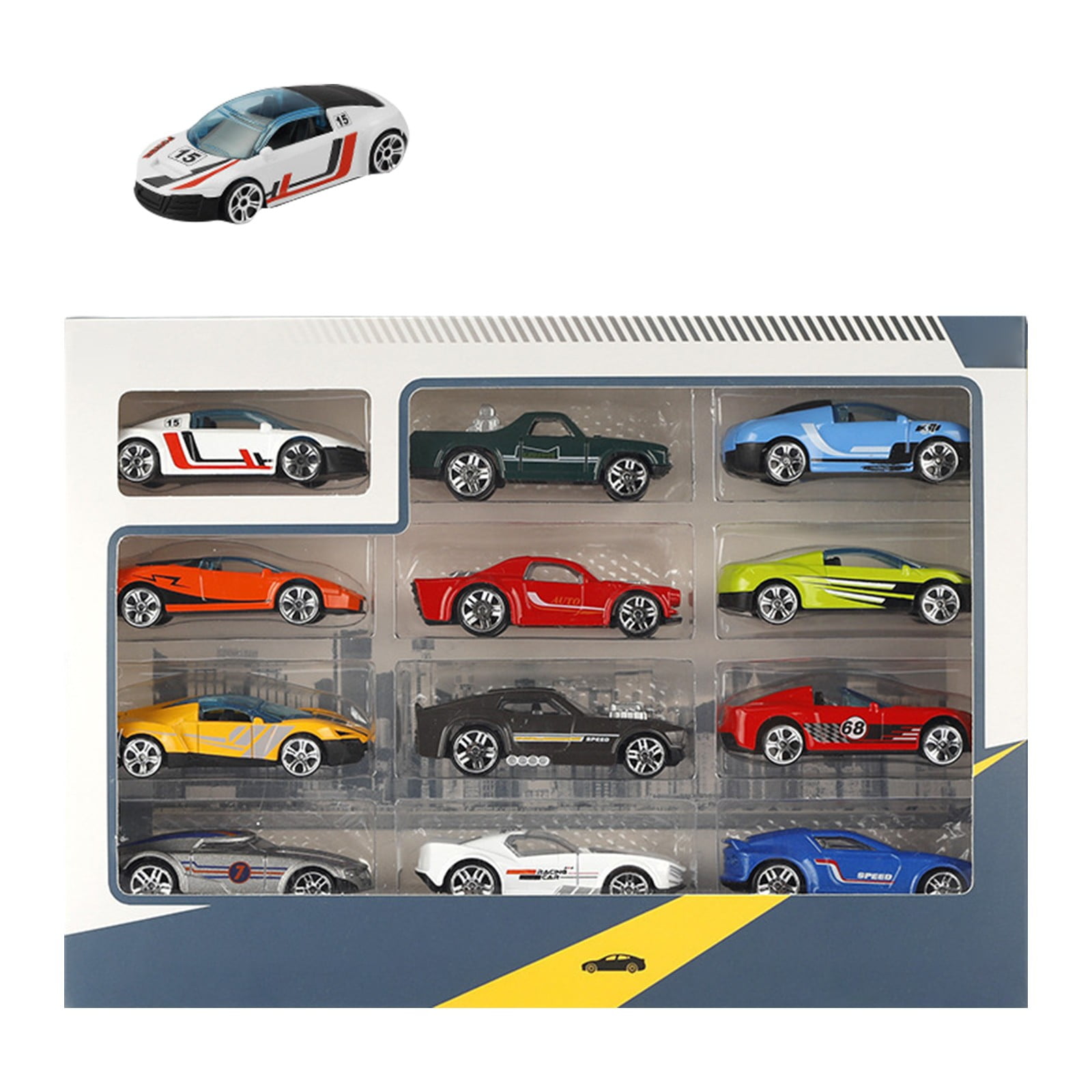 Die-Cast Metal Toy Car Set, 12-Piece Collection with Assorted Models ...