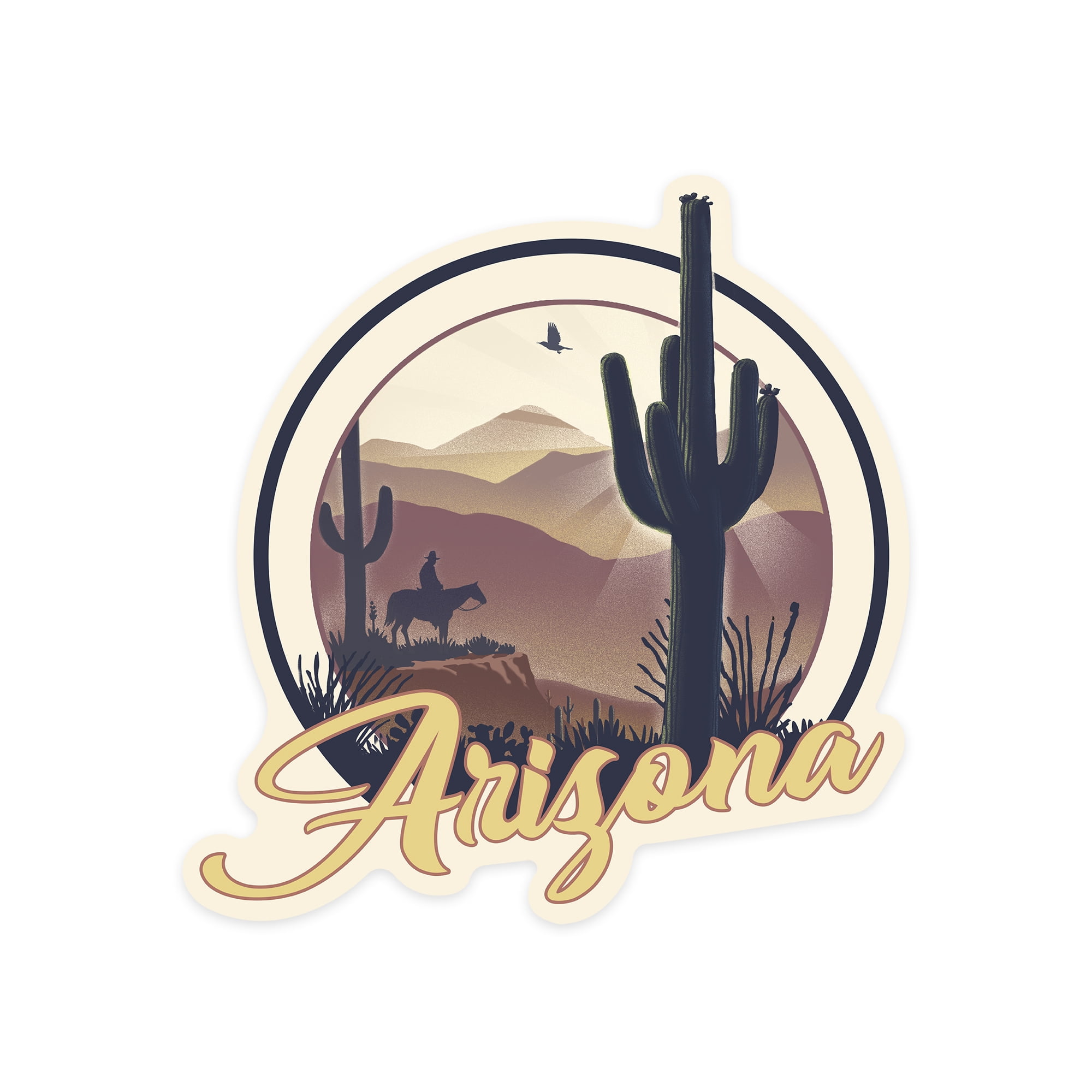 Die Cut Sticker Arizona, Lithograph, Badge, Contour Vinyl Sticker 3 to ...