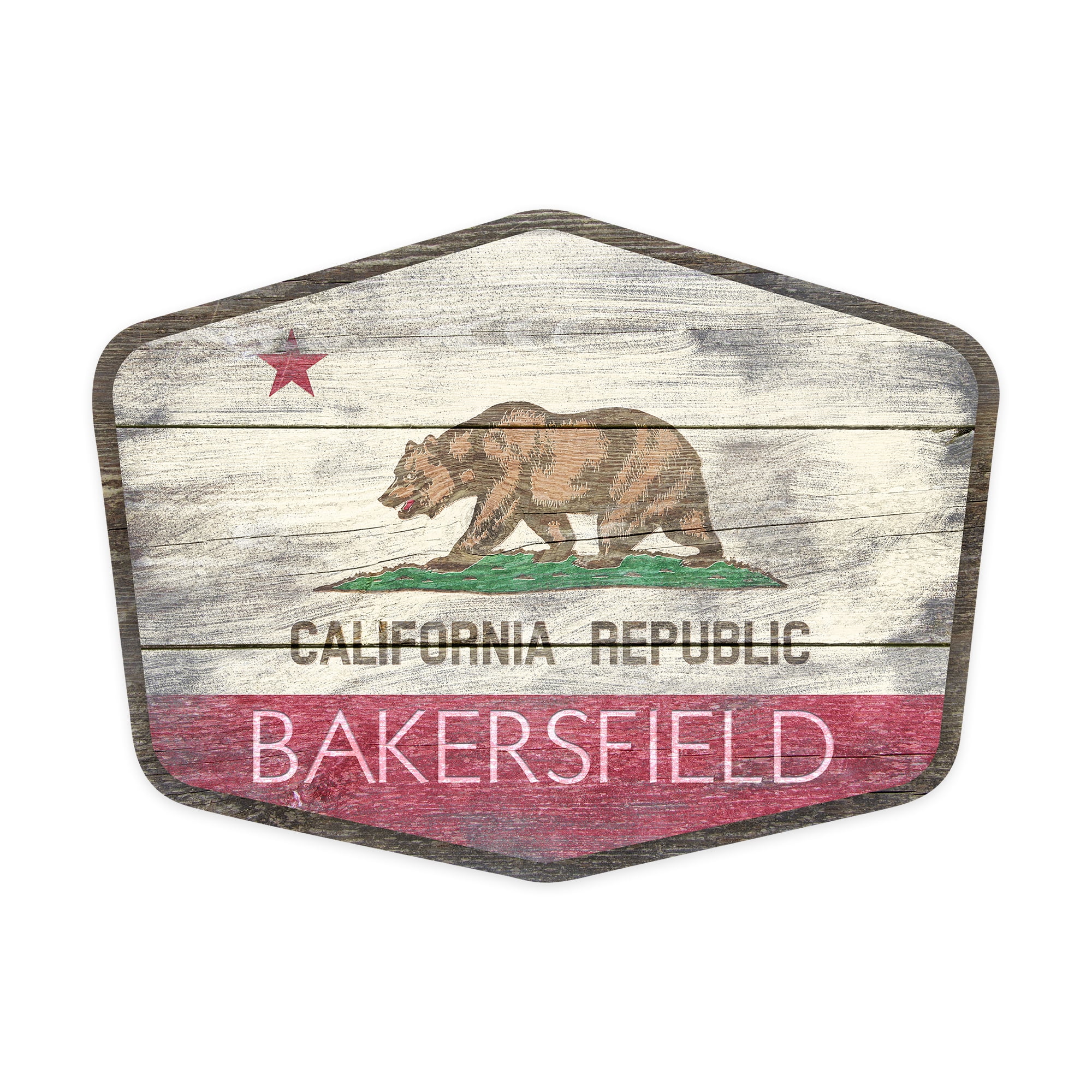 Die Cut Sticker Bakersfield, California, Rustic State Flag, Contour ...