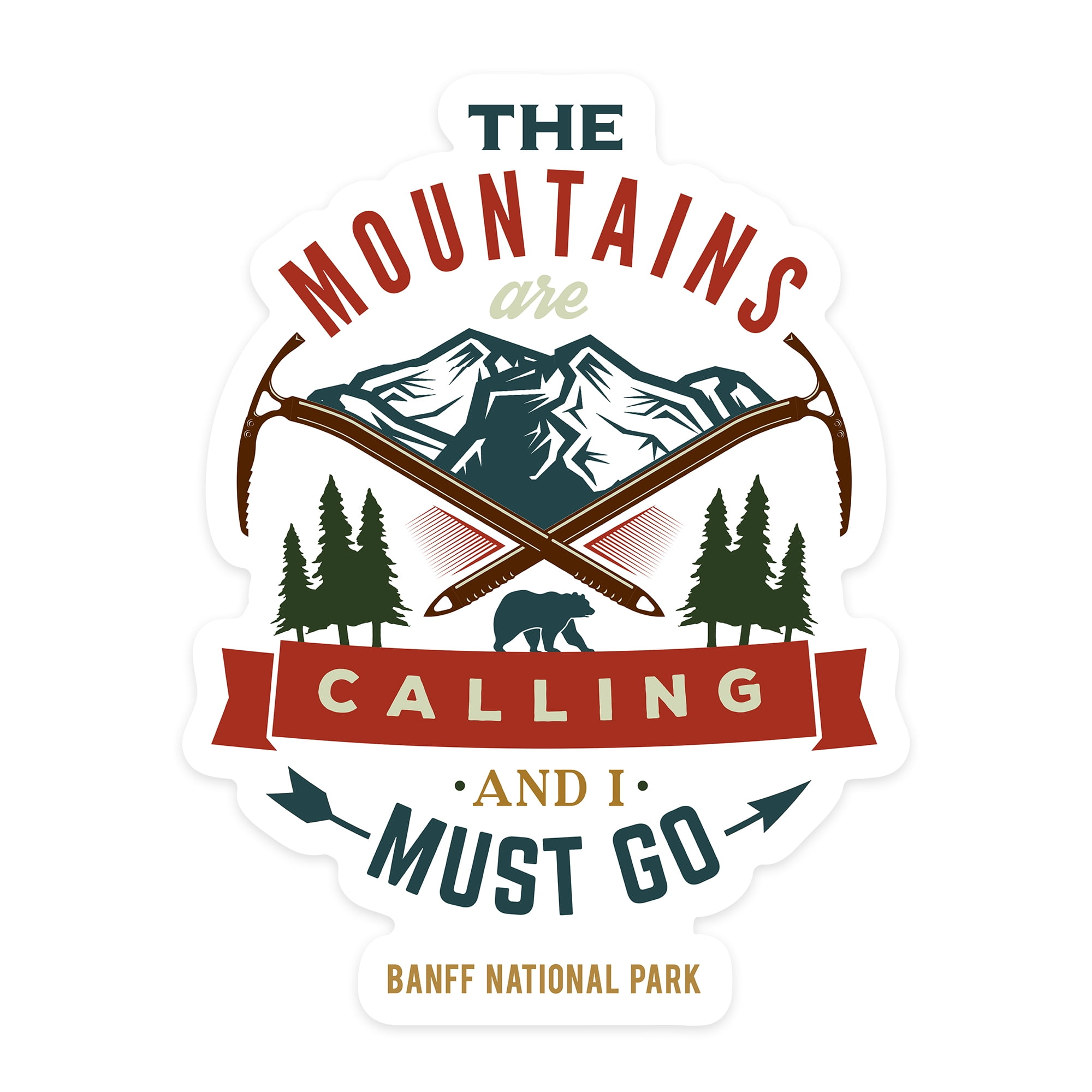 Die Cut Sticker Banff National Park, Canada, The Mountains are Calling ...