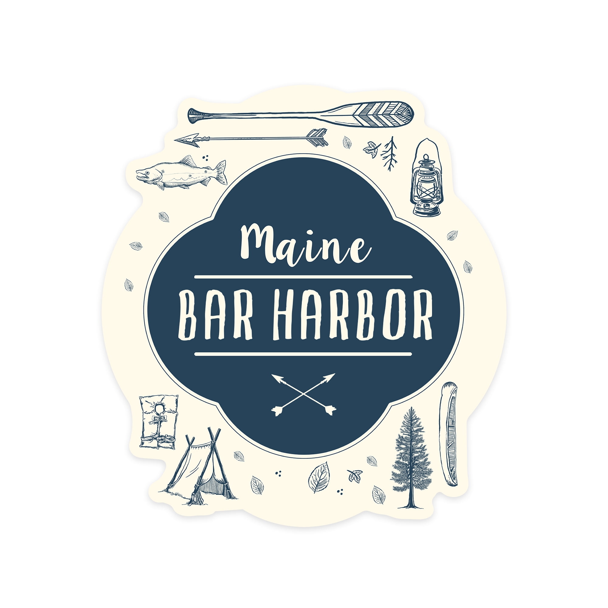 Die Cut Sticker Bar Harbor, Maine, Lake Collage, Contour Vinyl Sticker ...