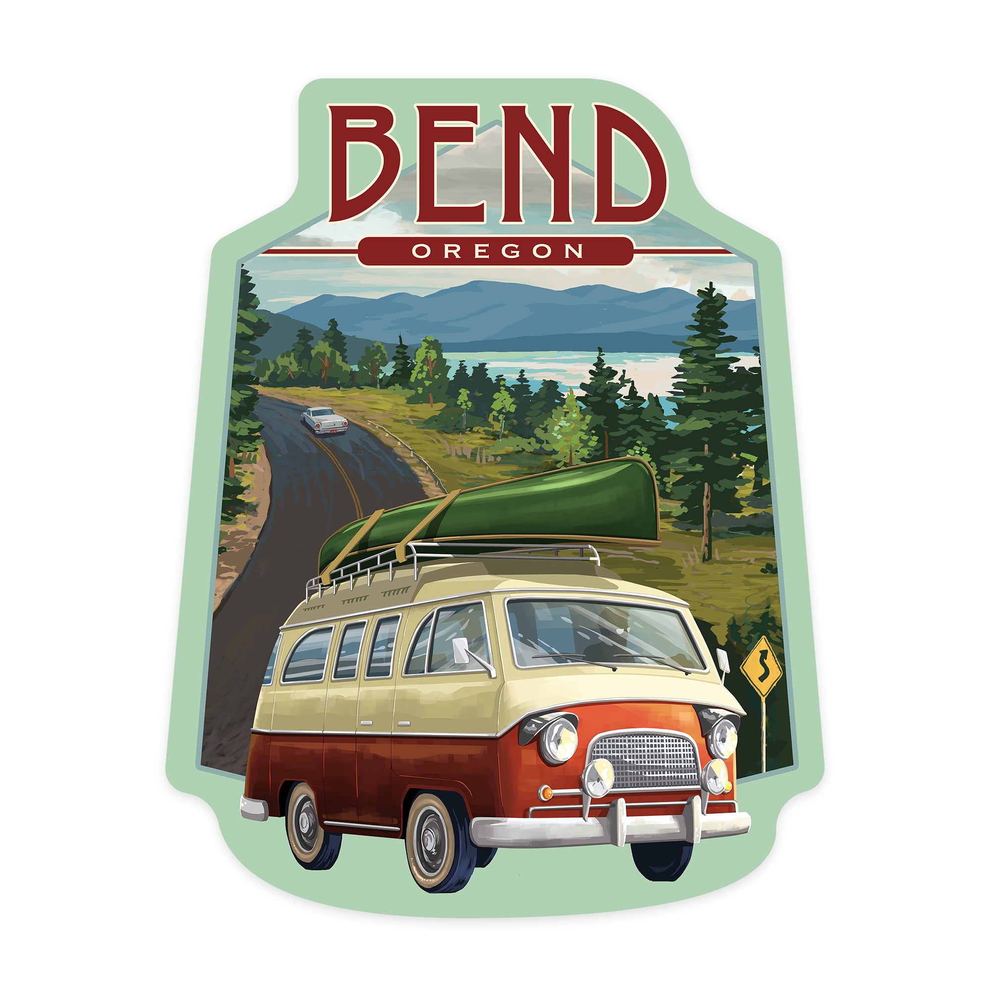 Die Cut Sticker Bend, Oregon, Camper Van and Lake, Contour Vinyl ...