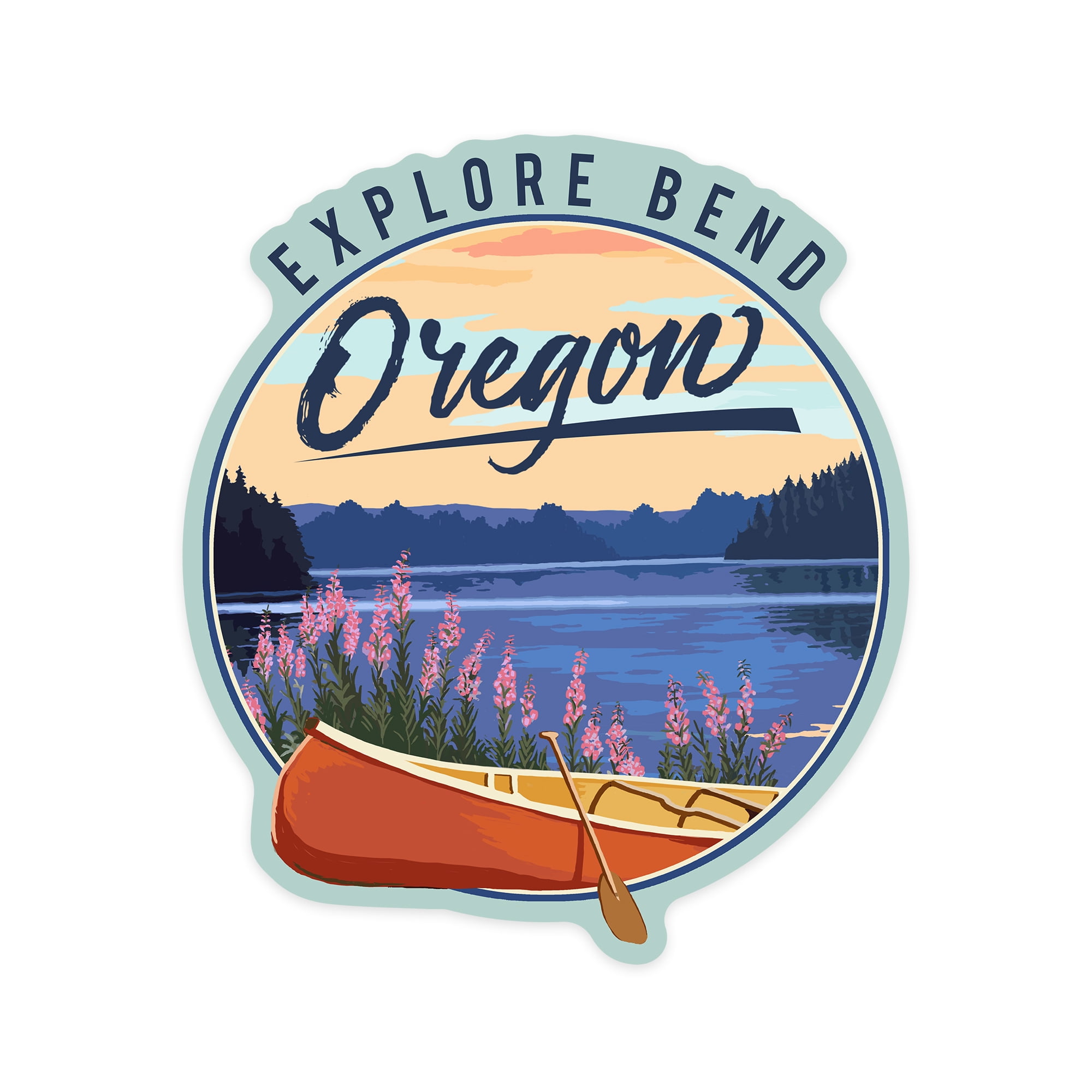 Die Cut Sticker Bend, Oregon, Canoe and Lake, Contour Vinyl Sticker 3 ...