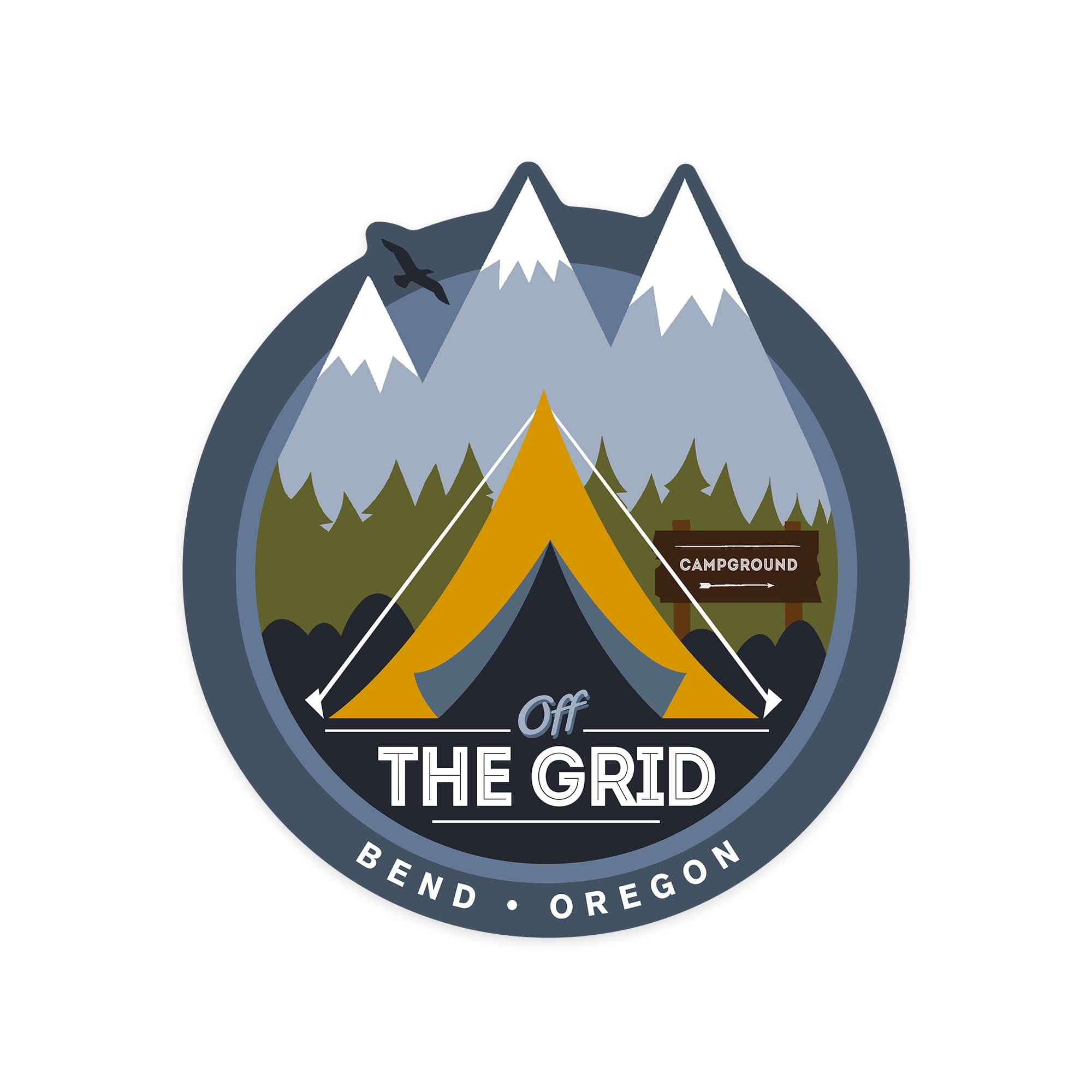 Die Cut Sticker Bend, Oregon, Off the Grid, Tent, Vector, Contour Vinyl ...