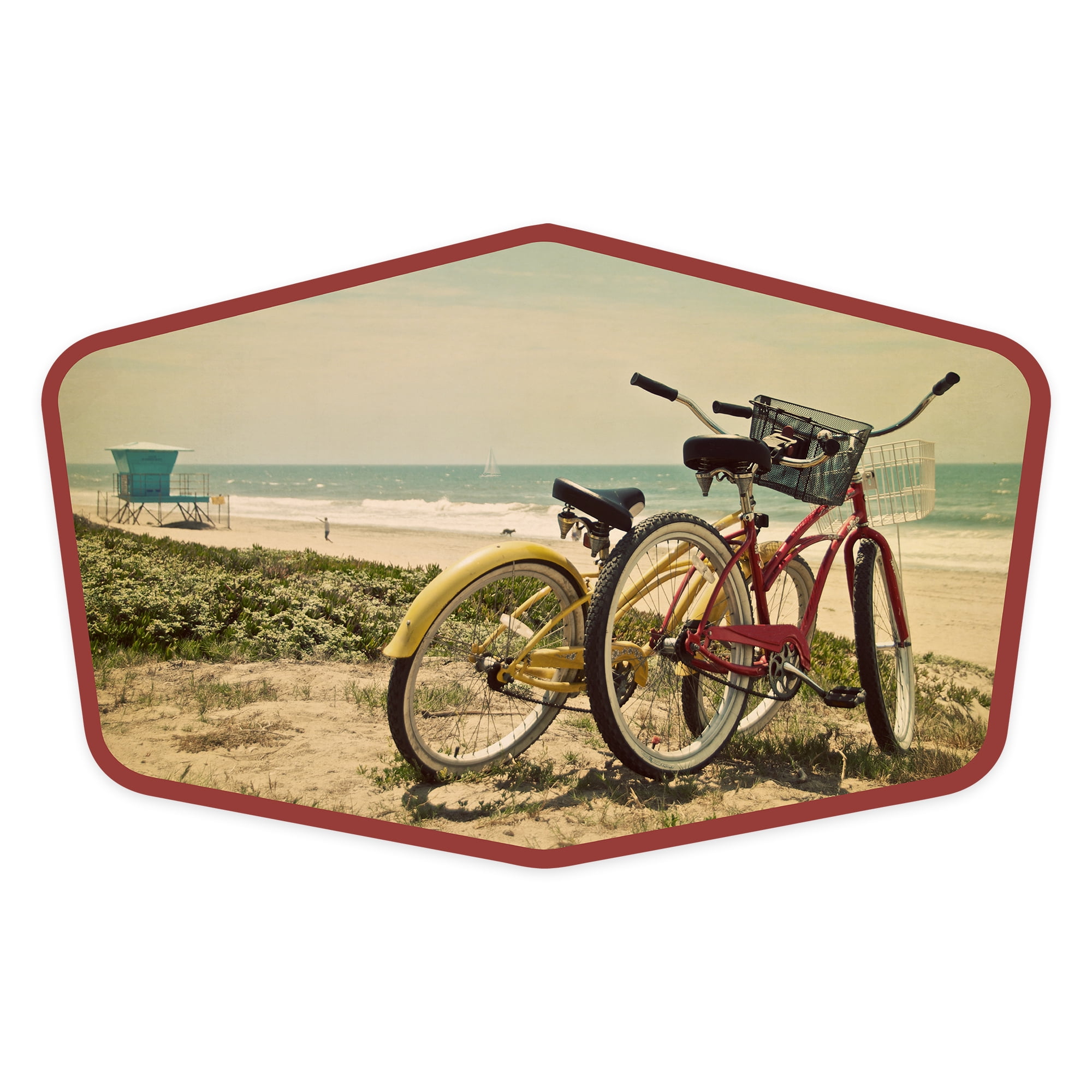 Die Cut Sticker Bicycles and Beach Scene, Contour Vinyl Sticker 1 to 3 ...