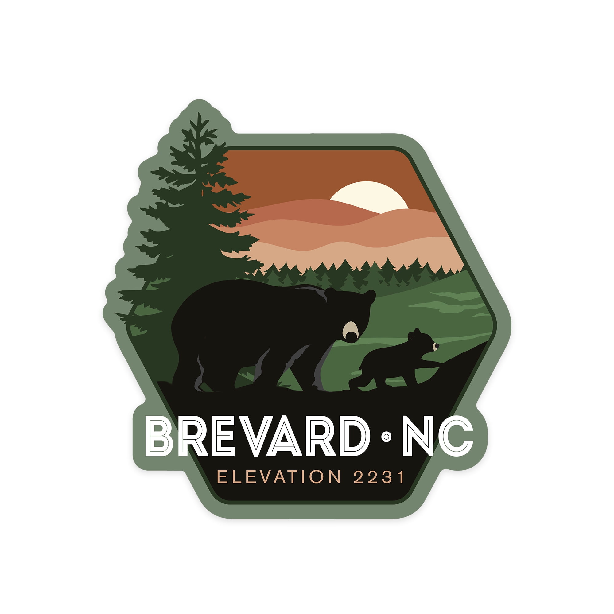 Die Cut Sticker Brevard, North Carolina, Vector Bear Family, Contour ...