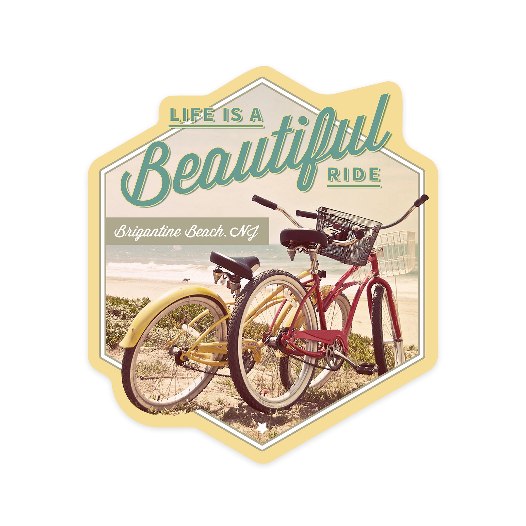 Die Cut Sticker Brigantine Beach, New Jersey, Life is a Beautiful Ride ...