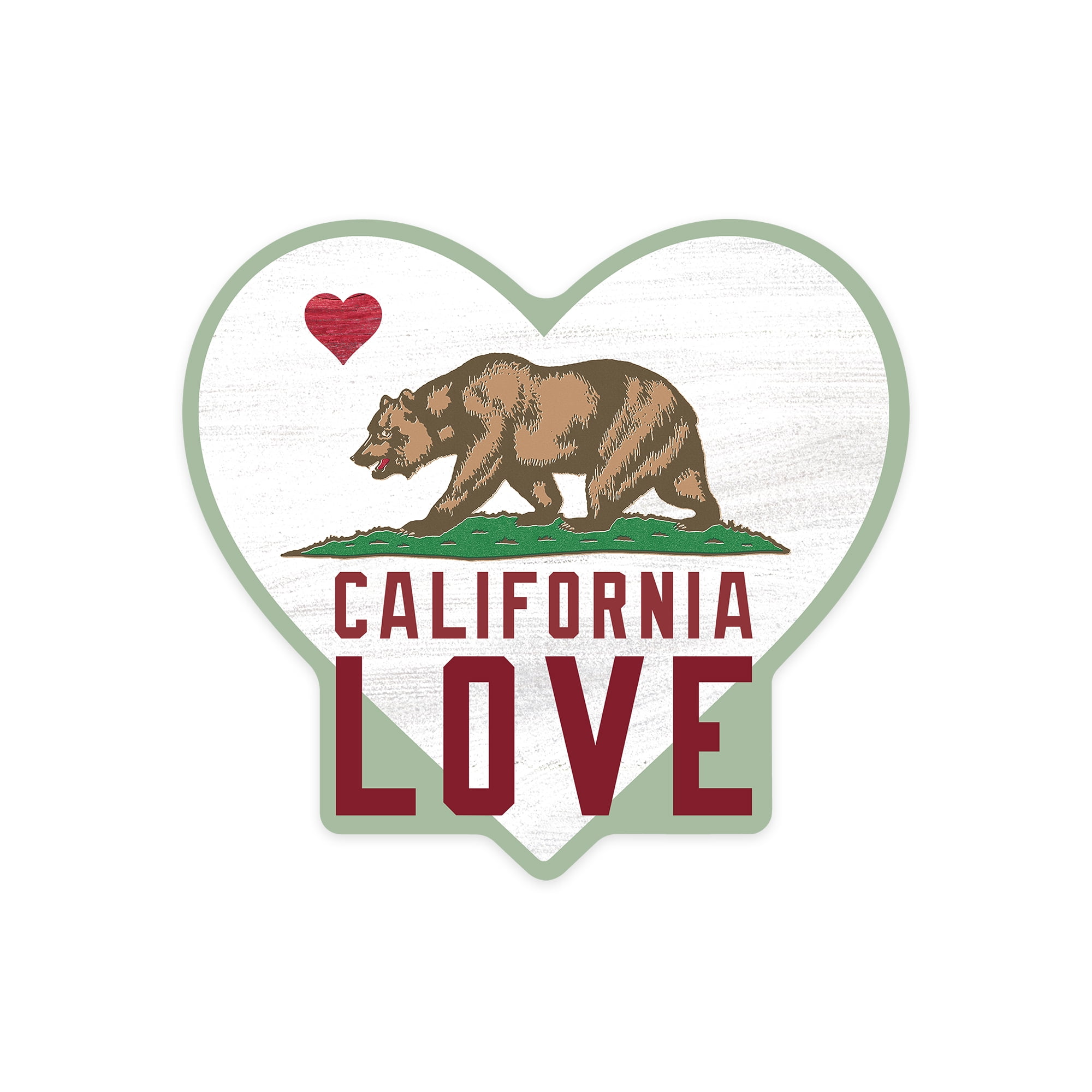 Die Cut Sticker California Love, State Flag with Heart, Contour Vinyl ...
