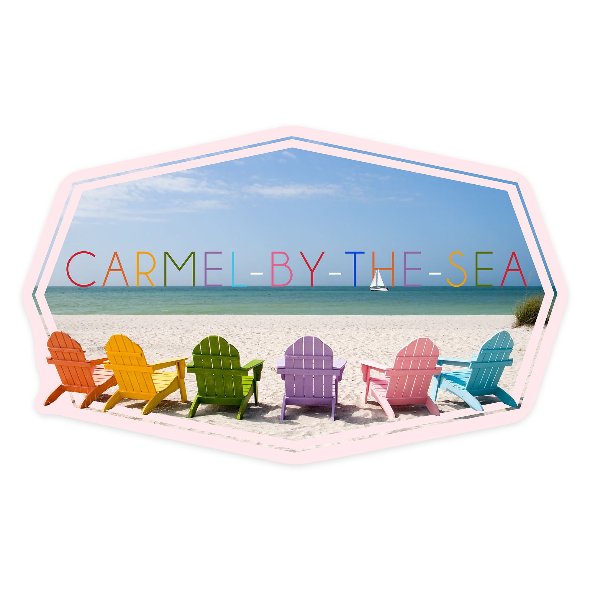 Die Cut Sticker Carmel-by-the-Sea, California, Colorful Beach Chairs ...