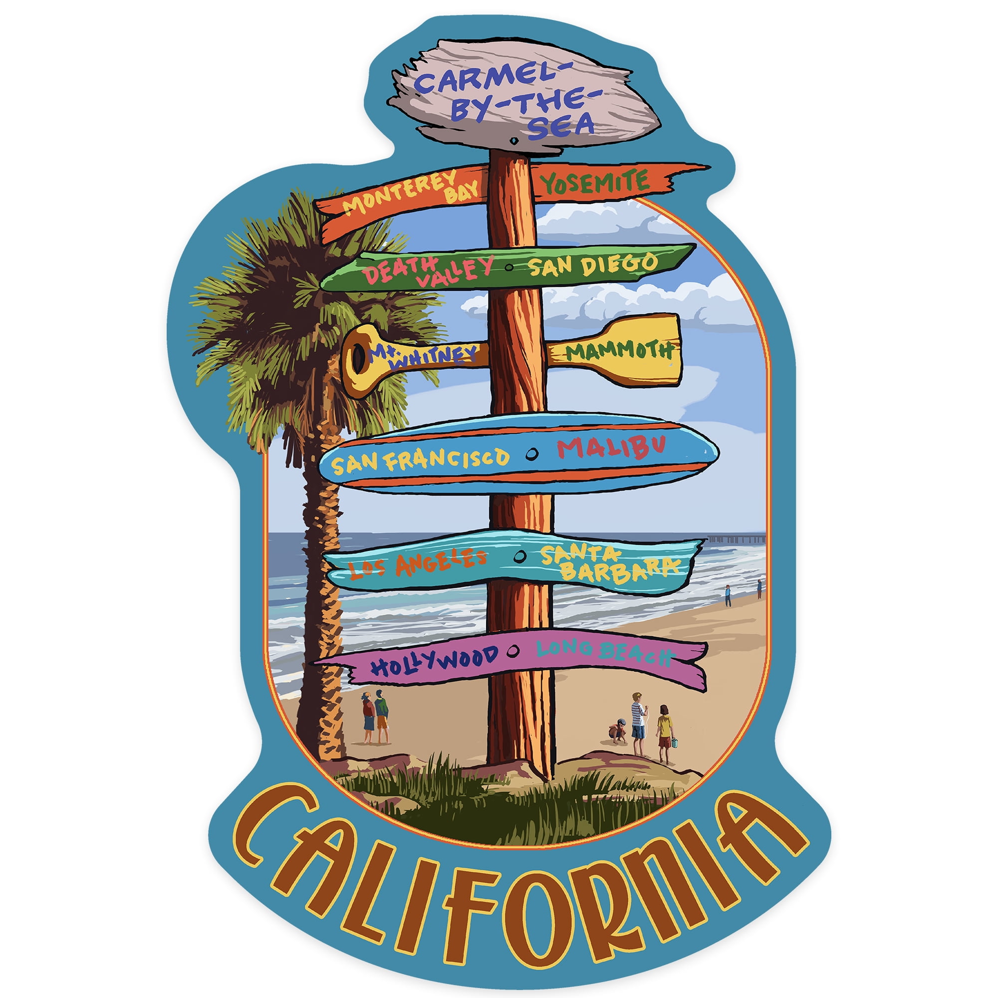 Die Cut Sticker Carmel-by-the-Sea, California, Destination Signpost ...