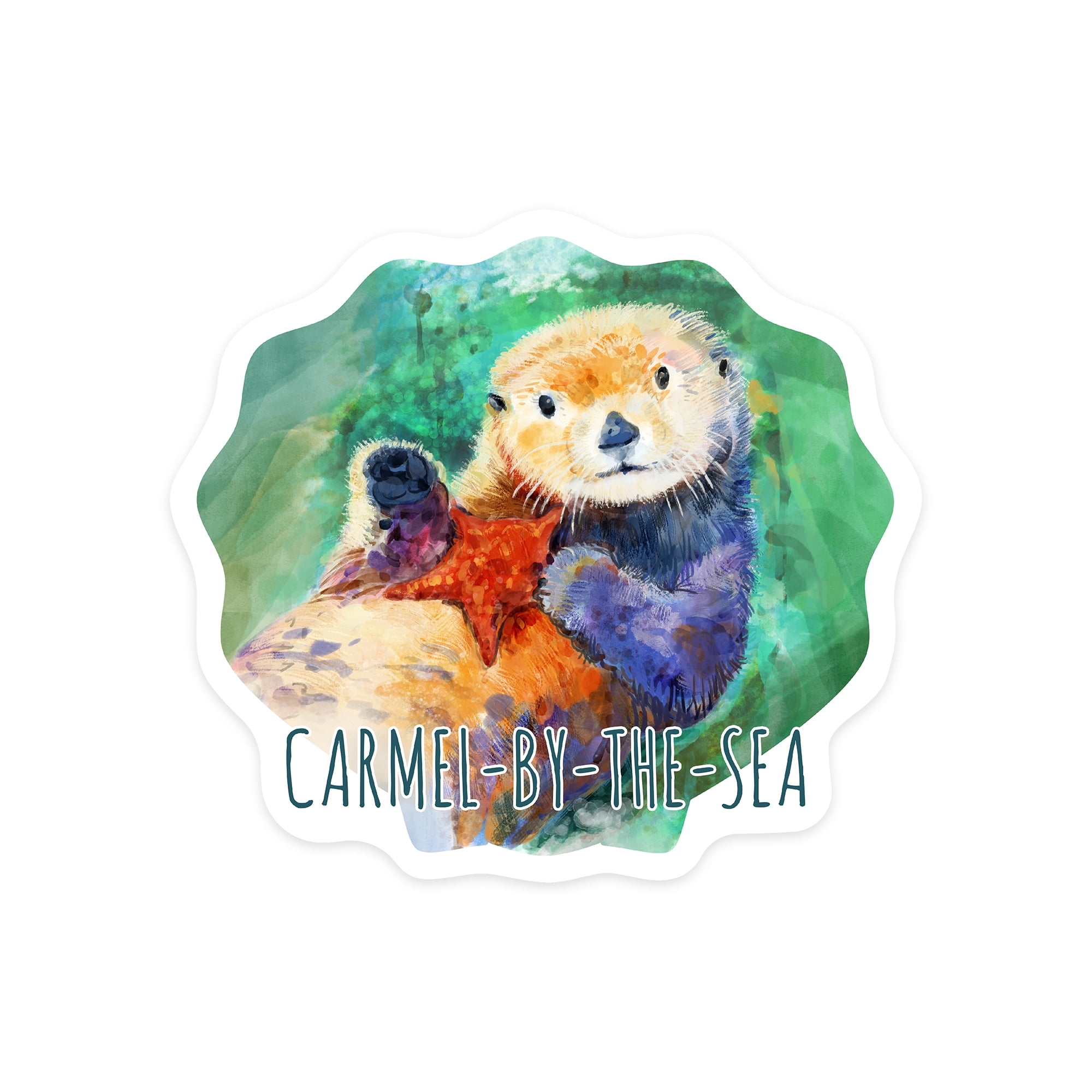 Die Cut Sticker Carmel-by-the-Sea, California, Sea Otter, Watercolor ...