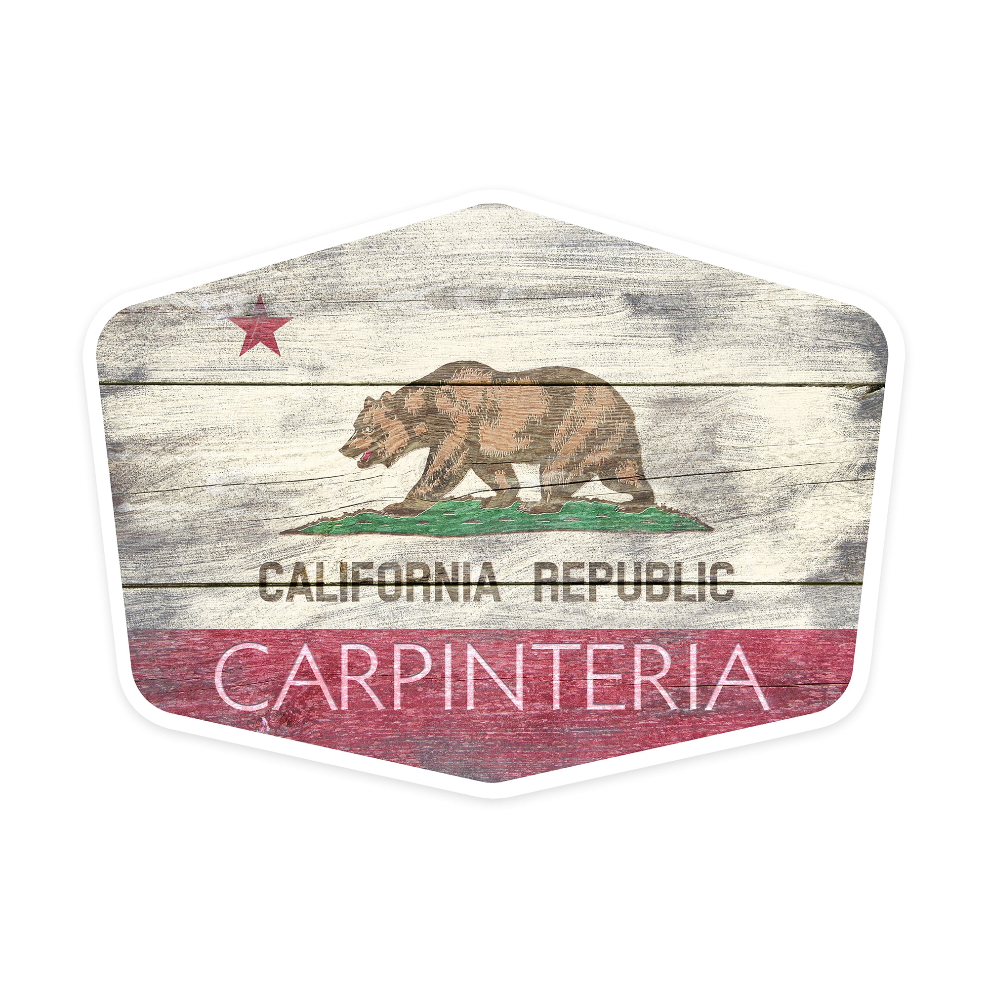 Die Cut Sticker Carpinteria, California, Rustic State Flag, Contour ...