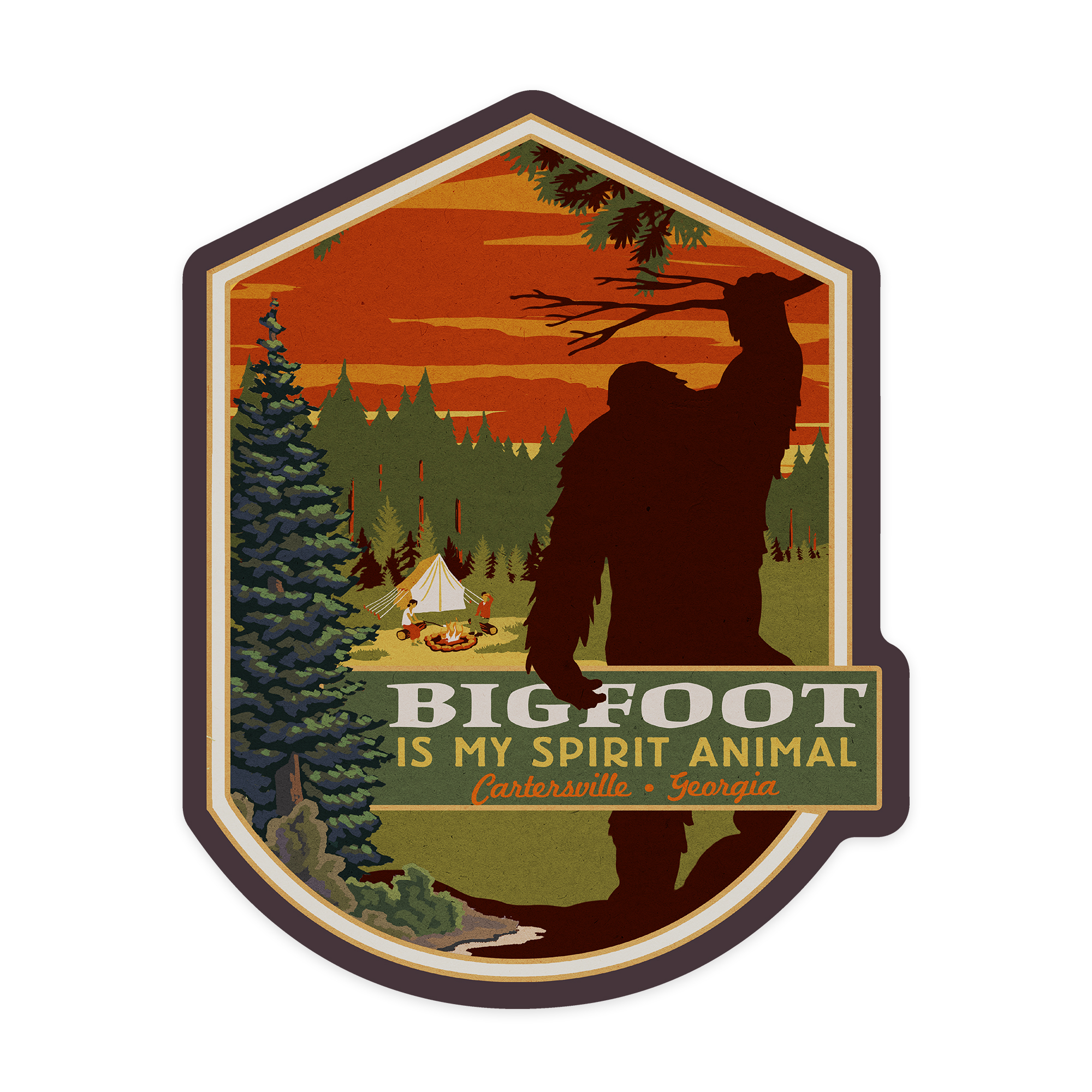 Die Cut Sticker Cartersville, Georgia, Bigfoot is my Spirit Animal ...