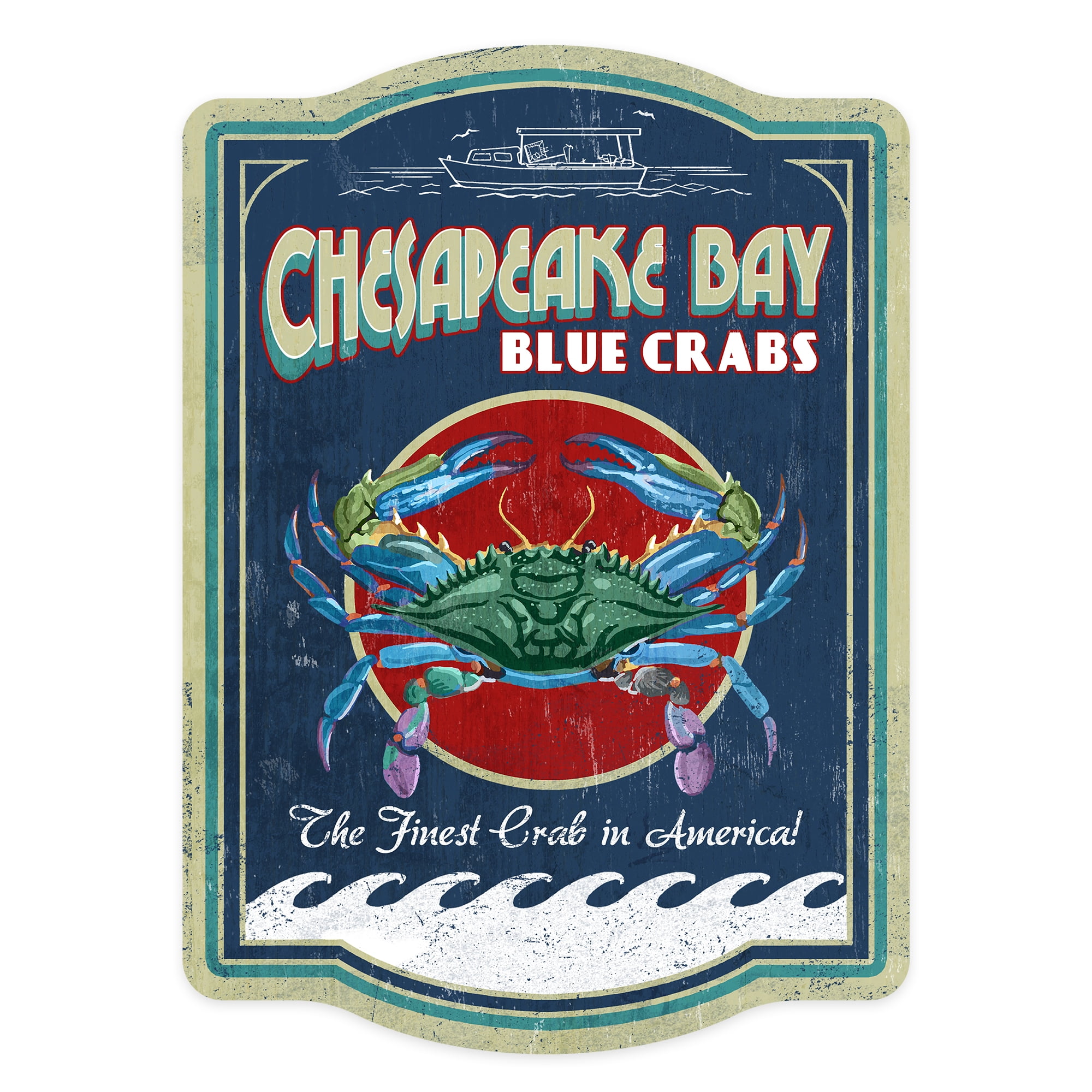 Die Cut Sticker Chesapeake Bay, Virginia, Blue Crabs Vintage Sign ...
