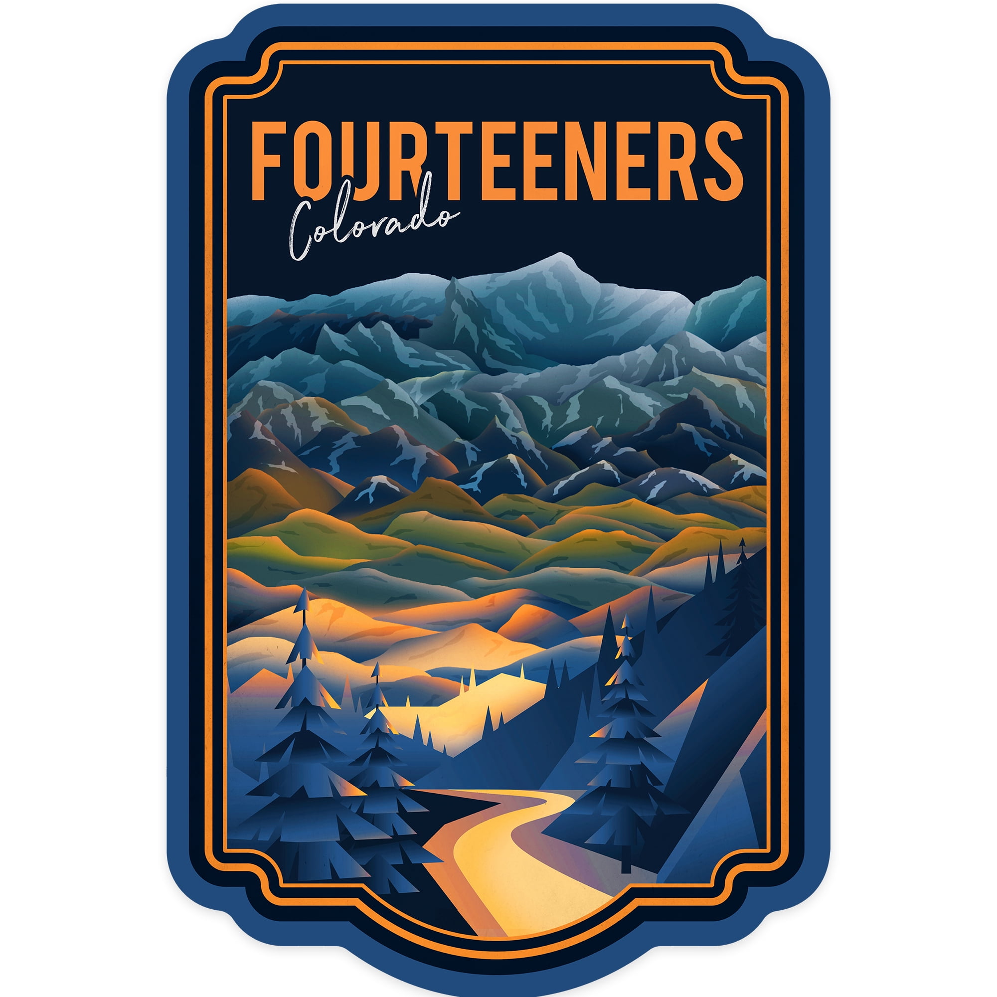 Die Cut Sticker Colorado, Fourteeners, Mountain Range, Contour Vinyl ...