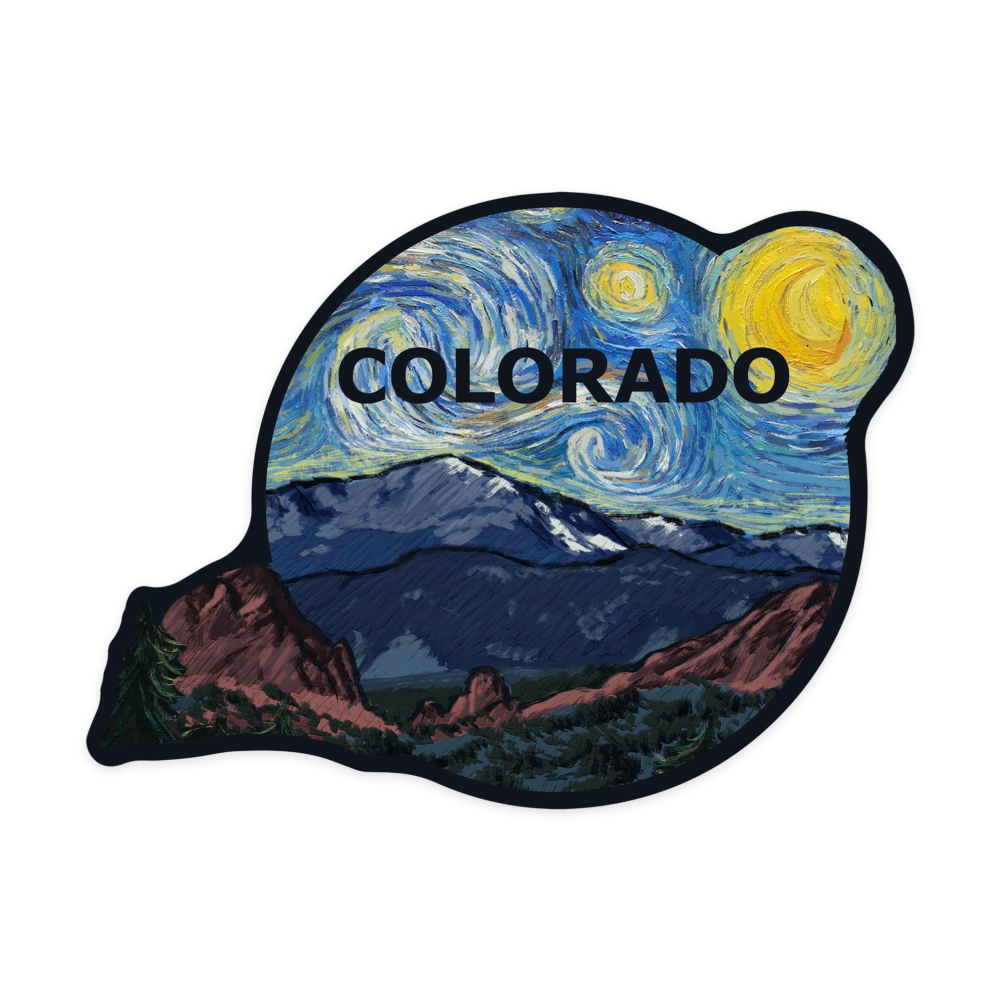 Die Cut Sticker Colorado, Pikes Peak, Starry Night, Contour Vinyl ...
