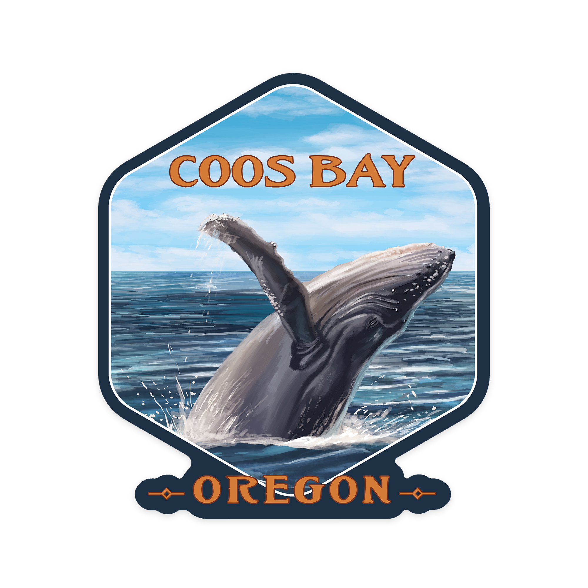 Die Cut Sticker Coos Bay, Oregon, Humpback Whale, Contour Vinyl Sticker ...