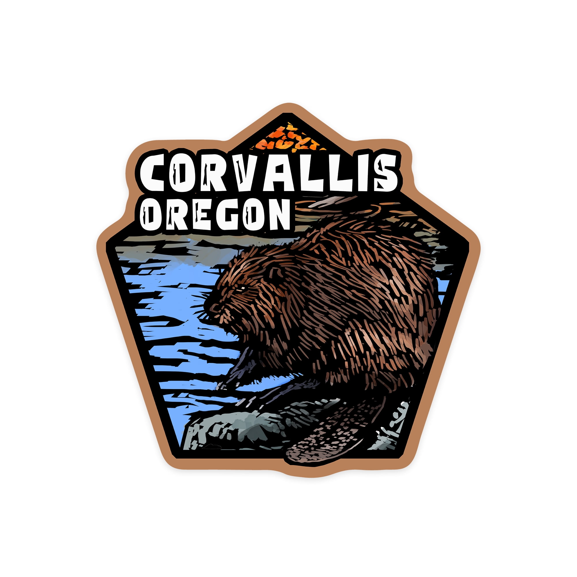 Die Cut Sticker Corvallis, Oregon, Scratchboard Beaver, Contour Vinyl ...