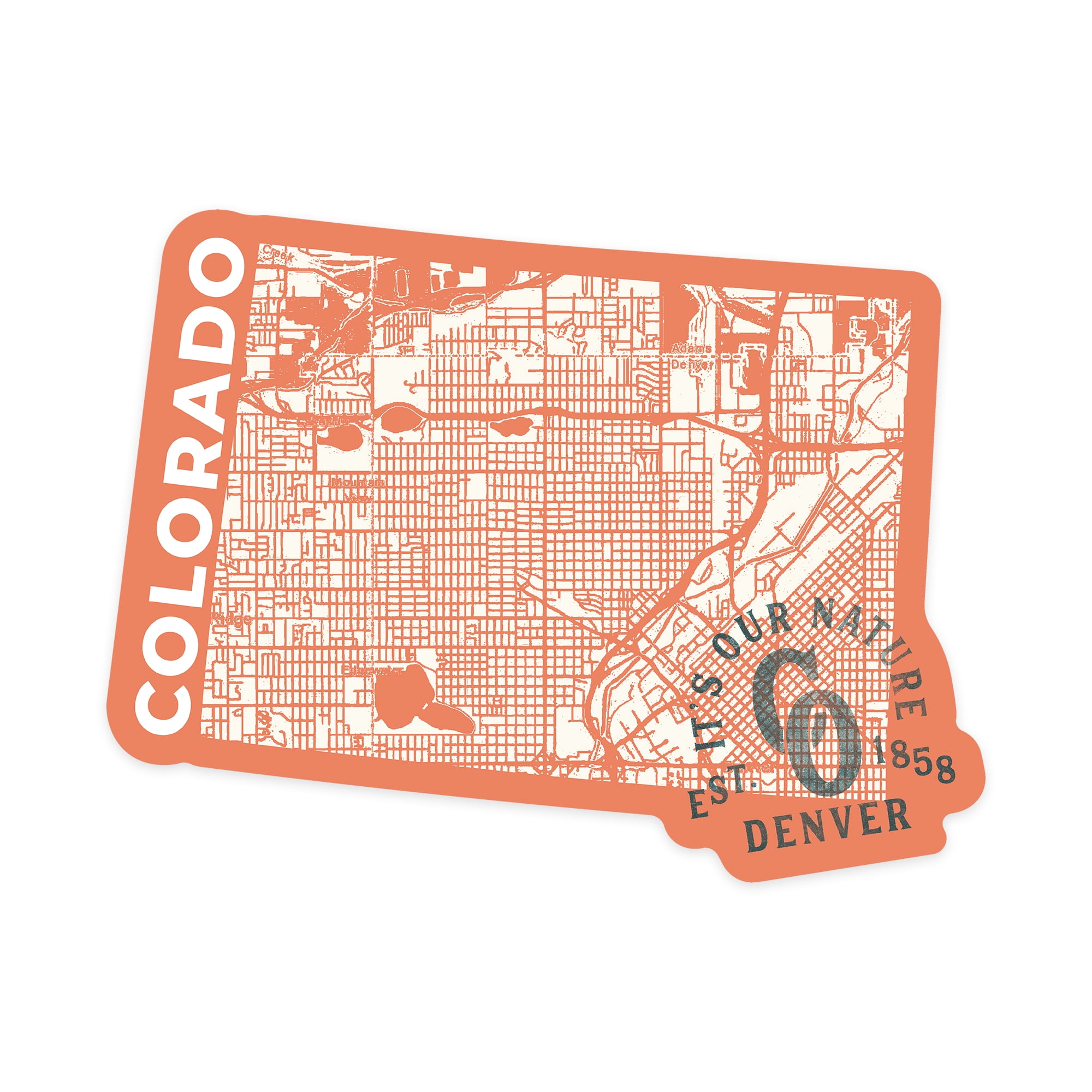 Die Cut Sticker Denver, Colorado, Wayfinder Collection, State Shape Map ...