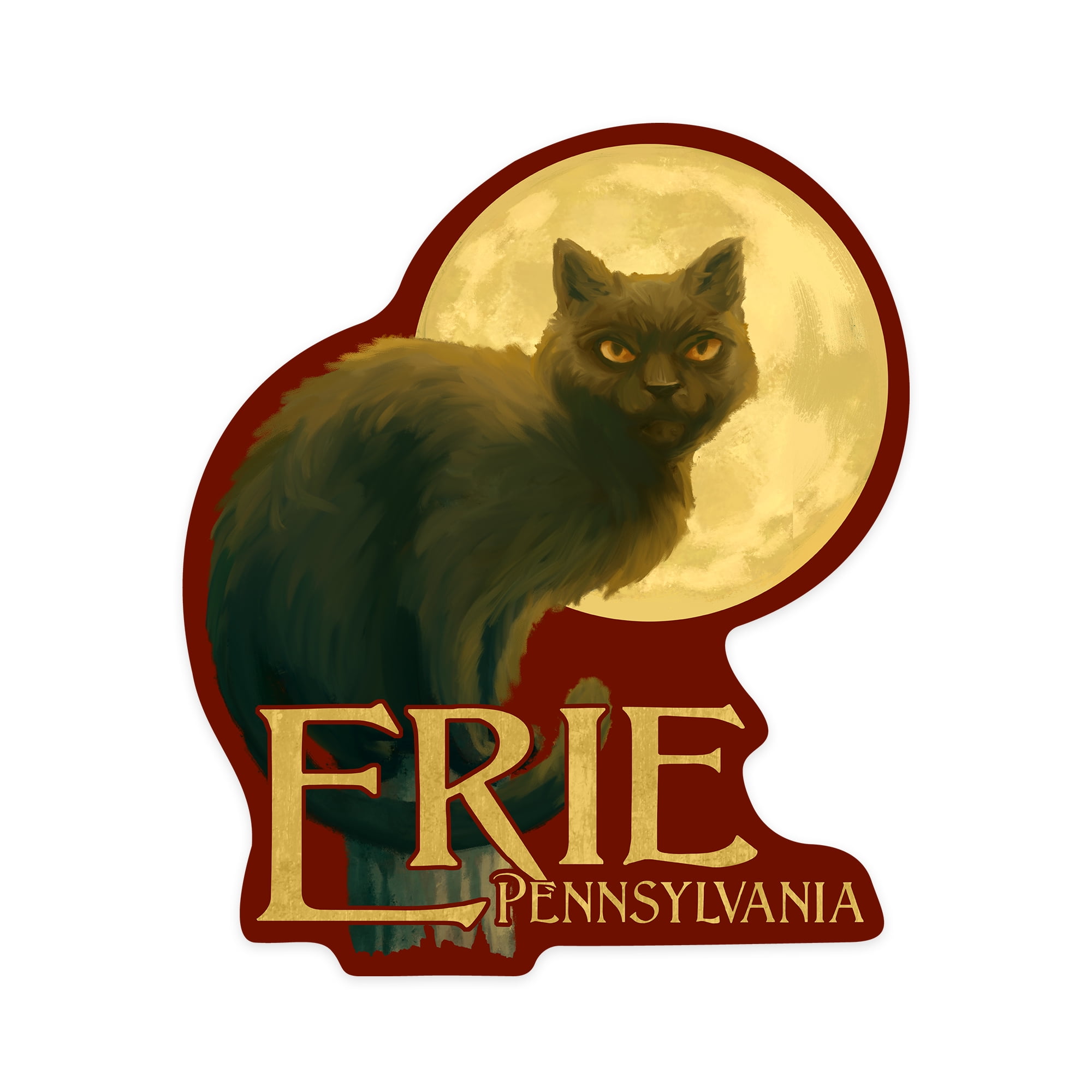 Die Cut Sticker Erie, Pennsylvania, Black Cat, Halloween Oil Painting ...