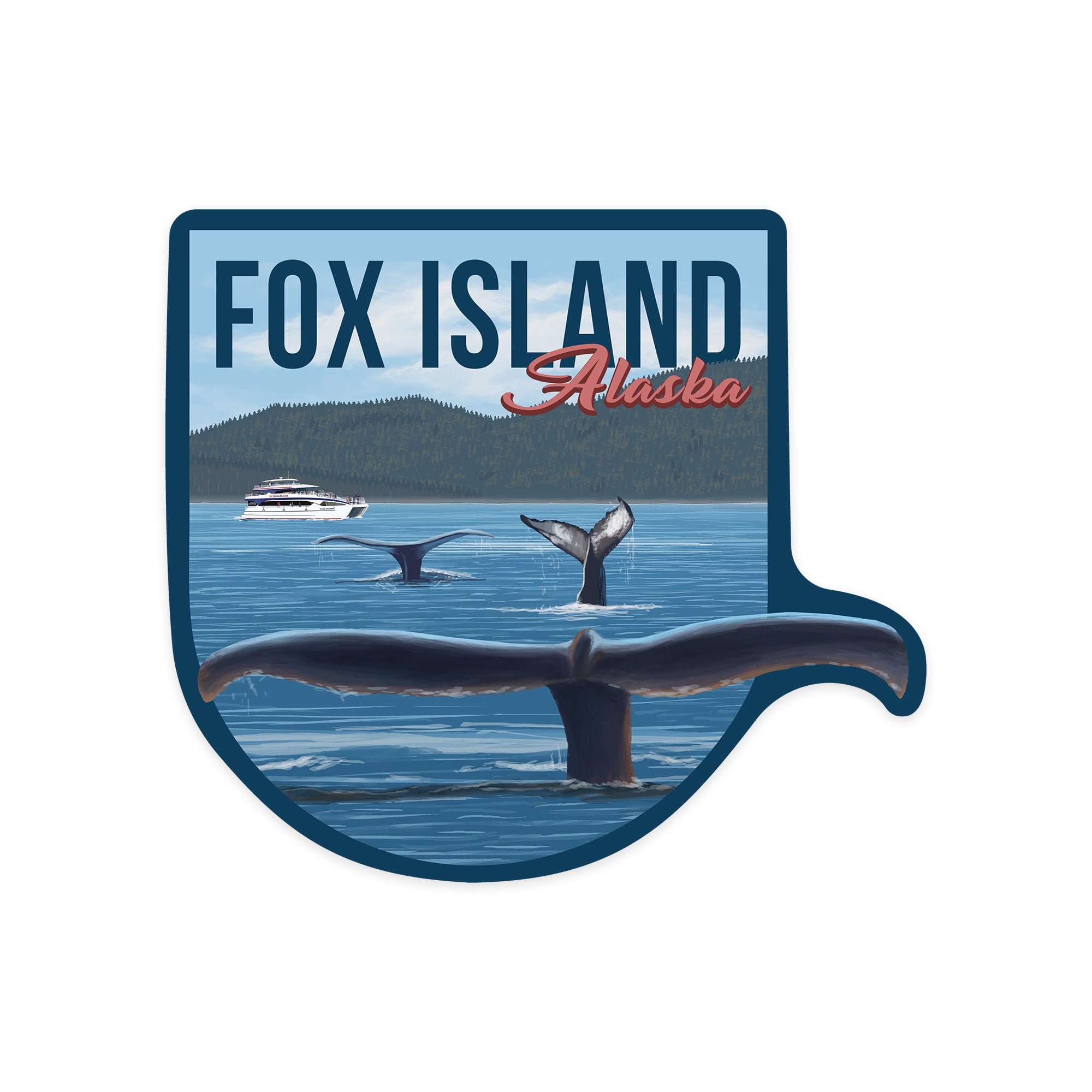 Die Cut Sticker Fox Island, Alaska, Humpback Whale Family, Contour ...