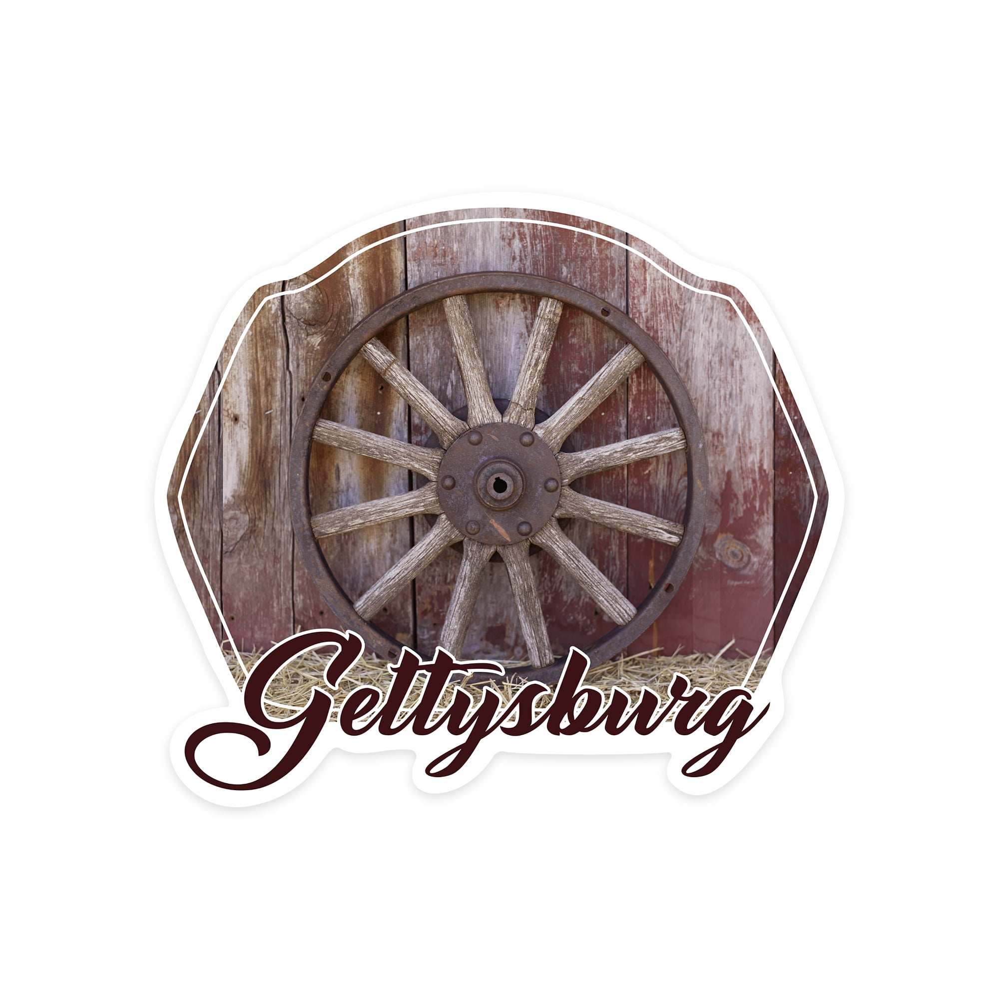 Die Cut Sticker Gettysburg, Pennsylvania, Wagon Wheel, Contour Vinyl ...
