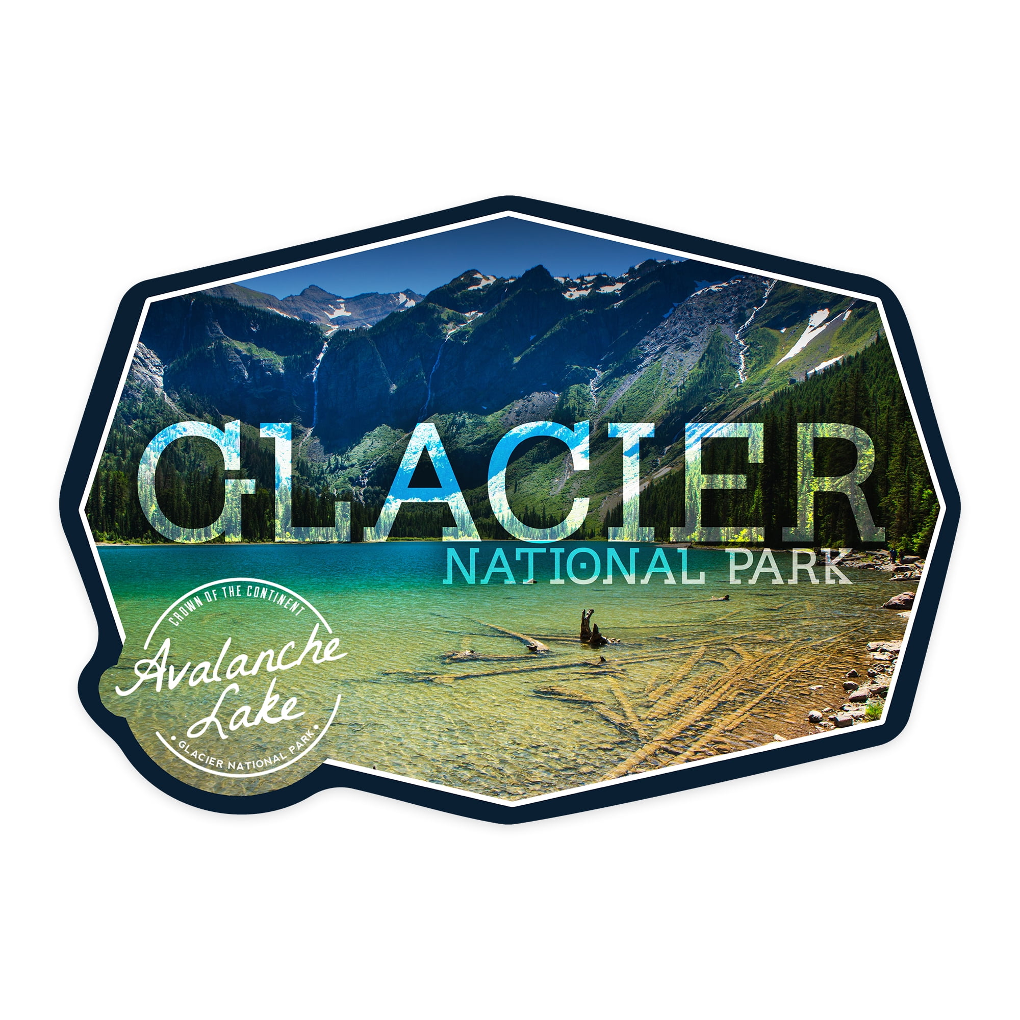 Die Cut Sticker Glacier National Park, Montana, Avalanche Lake (Badge ...