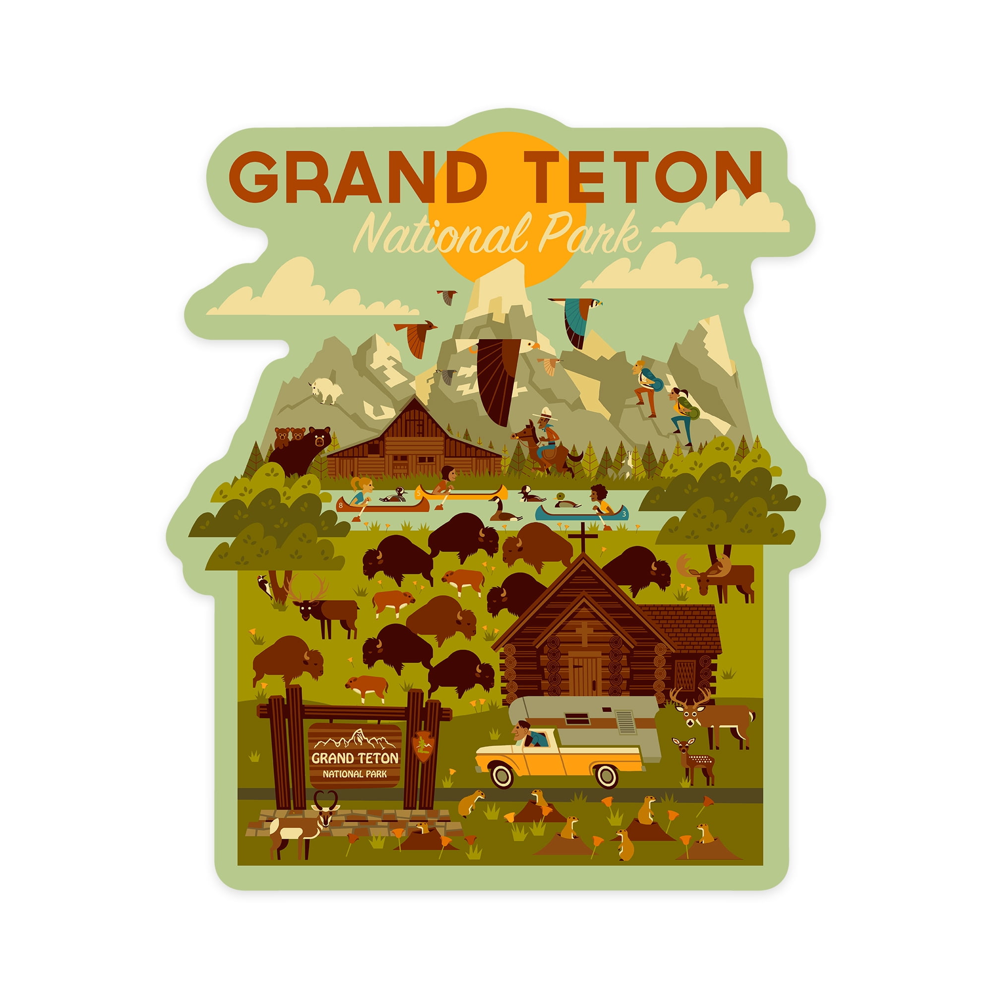 Die Cut Sticker Grand Teton National Park, Wyoming, Geometric National ...