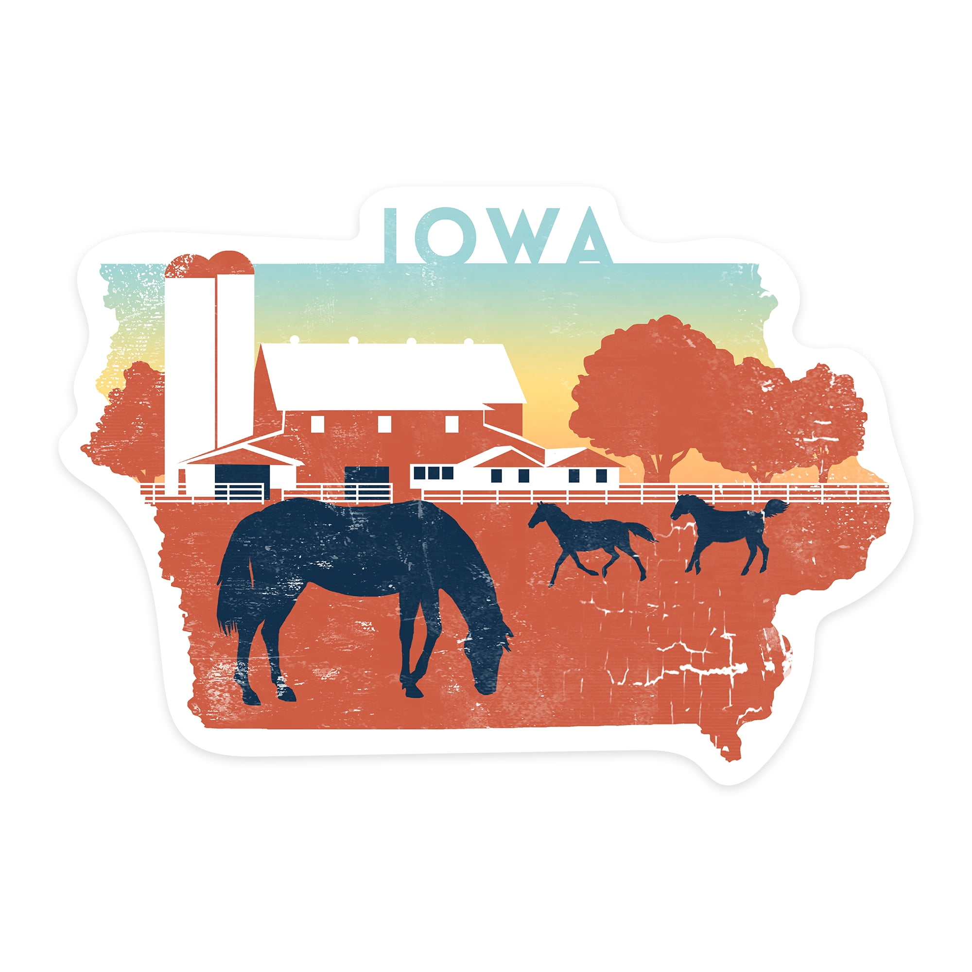 Die Cut Sticker Iowa, State Abstract, Farm, Contour Vinyl Sticker 1 to ...