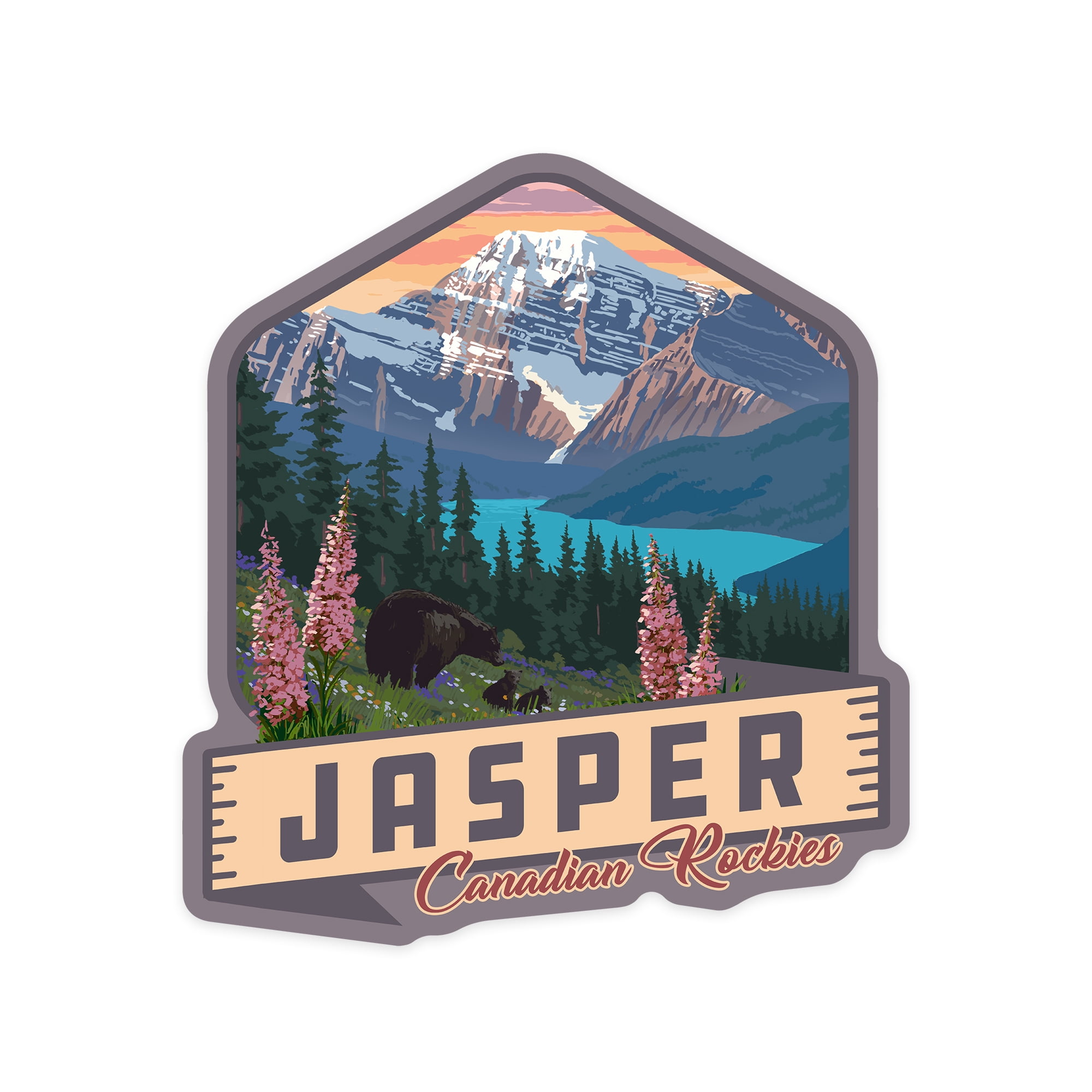 Die Cut Sticker Jasper, Canada, Canadian Rockies, Bear and Spring ...