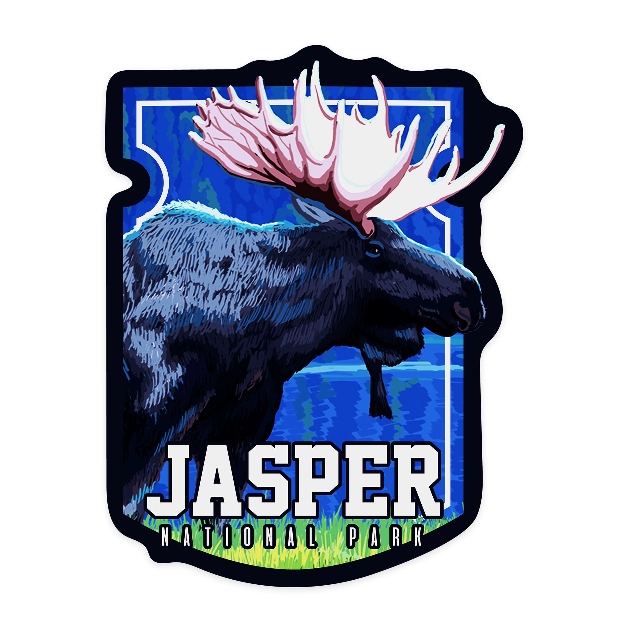 Die Cut Sticker Jasper National Park, Canada, Moose at Night, Contour ...