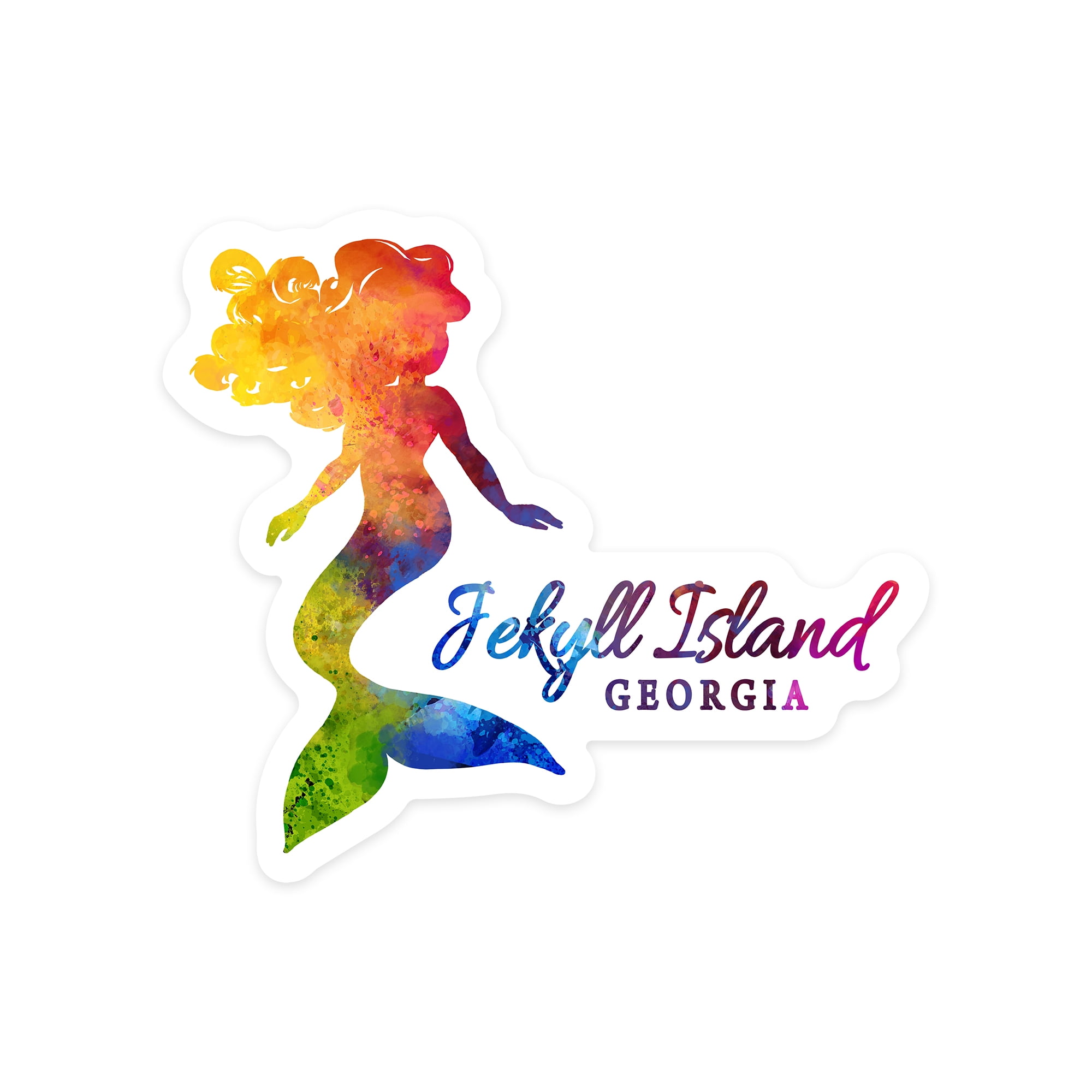 Die Cut Sticker Jekyll Island, Georgia, Mermaid Silhouette, Rainbow ...