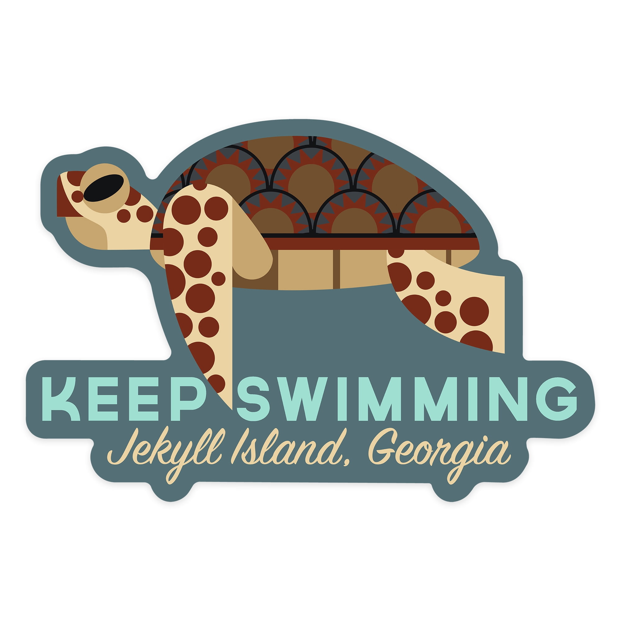 Die Cut Sticker Jekyll Island, Georgia, Sea Turtle, Keep Swimming ...