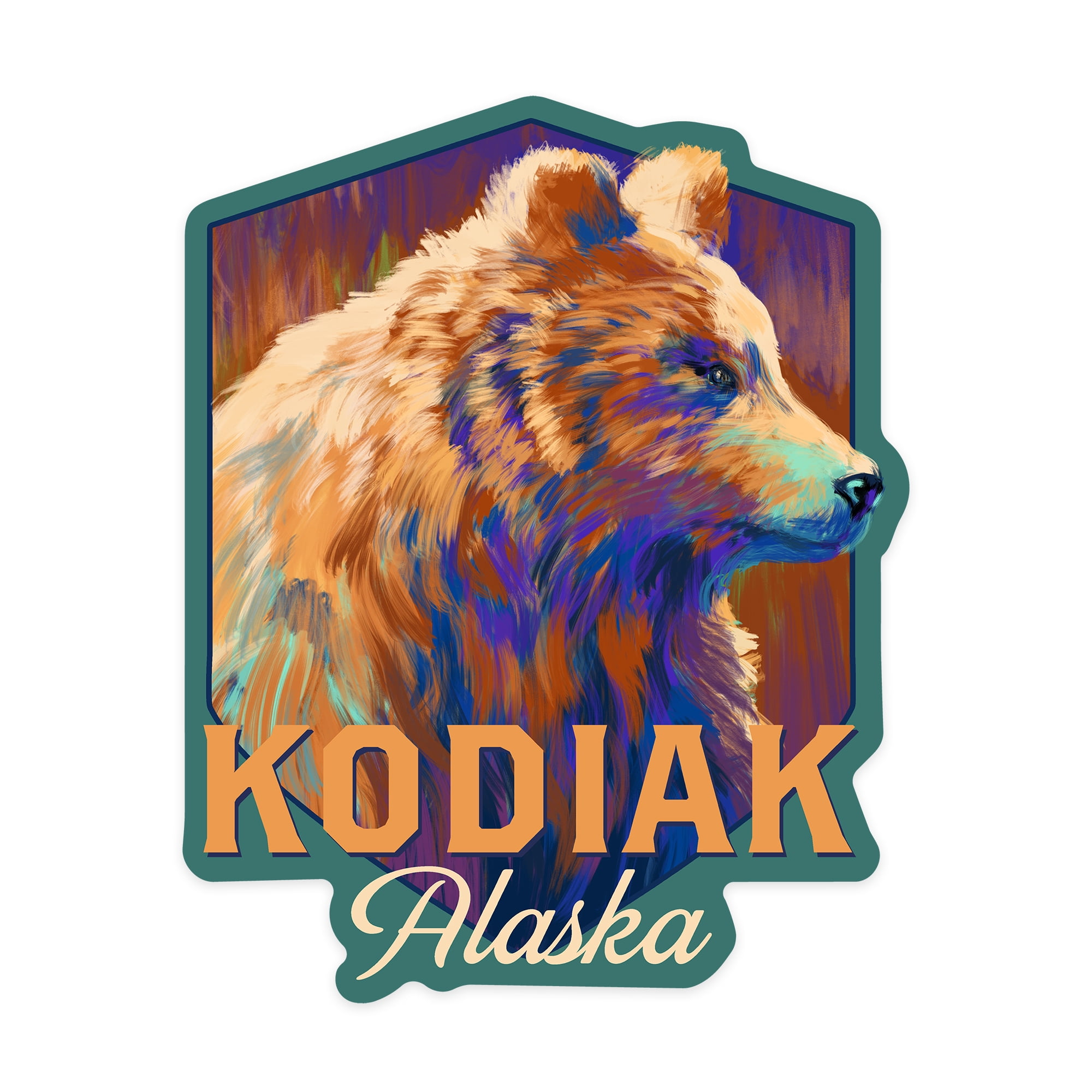Die Cut Sticker Kodiak, Alaska, Grizzly Bear, Vivid, Contour Vinyl ...