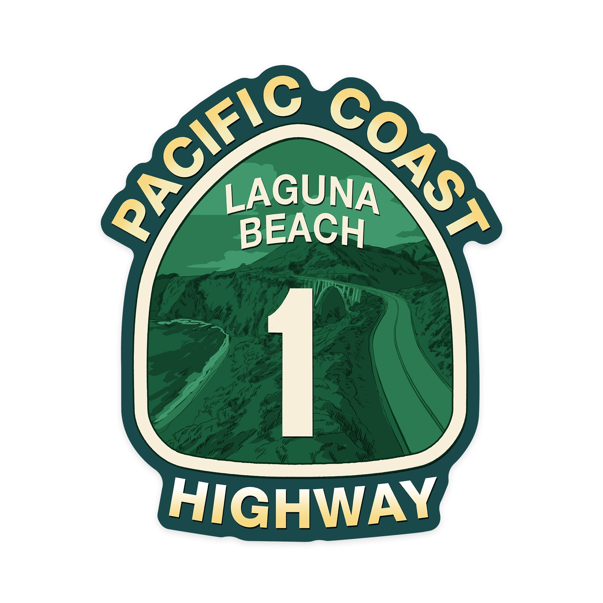 Die Cut Sticker Laguna Beach, California, Highway 1, California ...