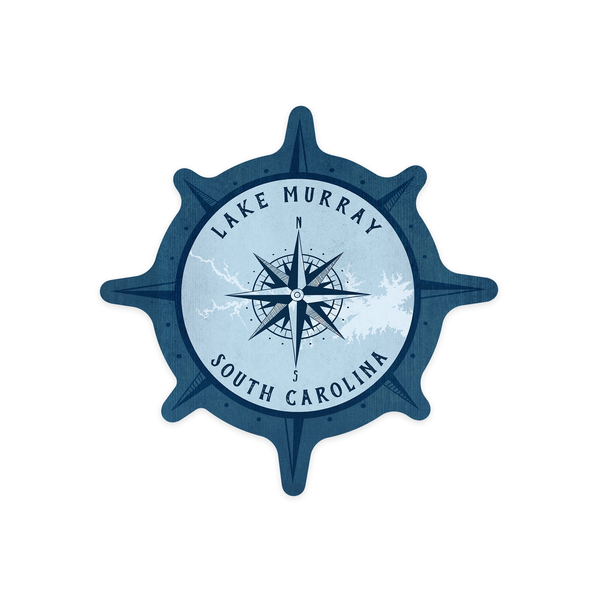 Die Cut Sticker Lake Murray, South Carolina, Compass and Lake, Contour Vinyl Sticker 3 to 6 ...