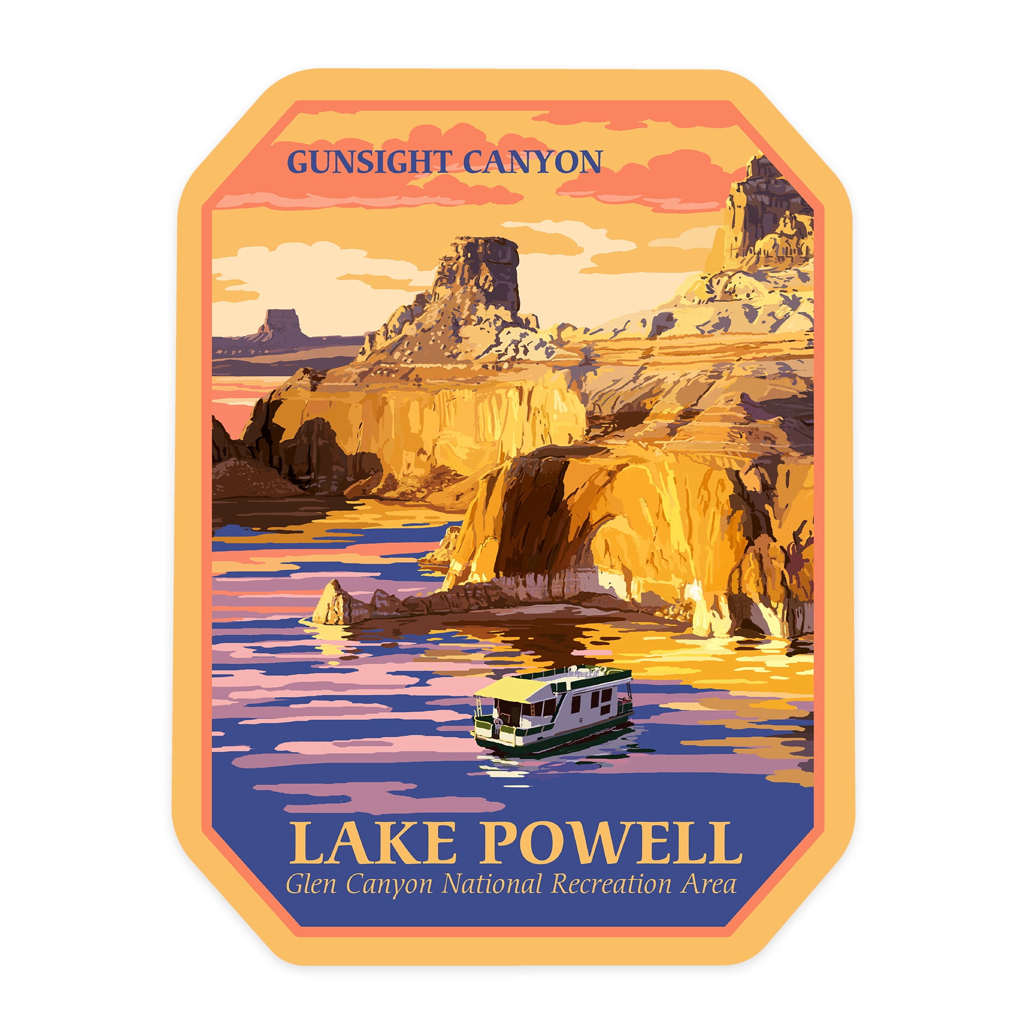 Die Cut Sticker Lake Powell, Gunsight Canyon and Sunset, Contour Vinyl ...