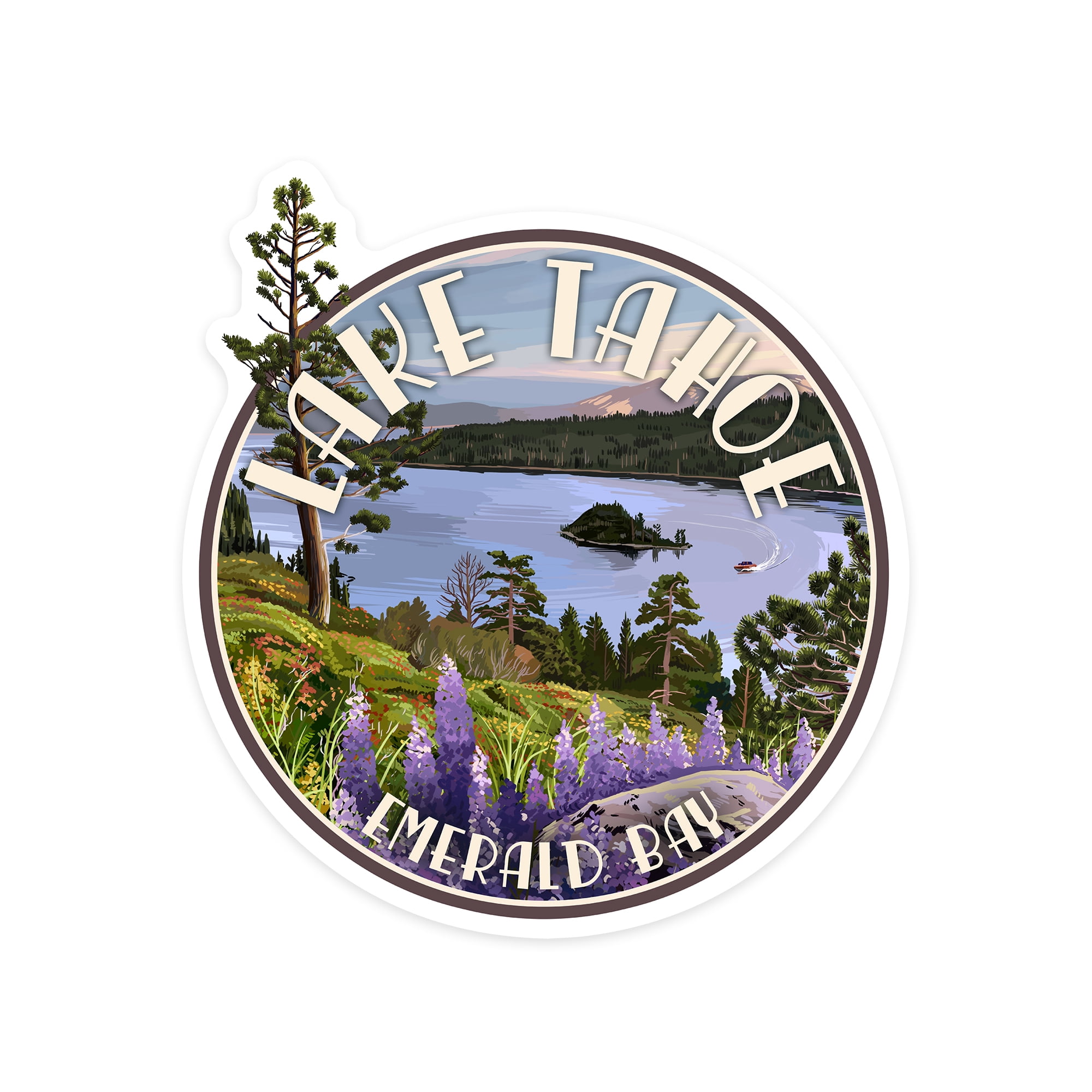 Die Cut Sticker Lake Tahoe, Emerald Bay, Contour Vinyl Sticker 1 to 3 ...