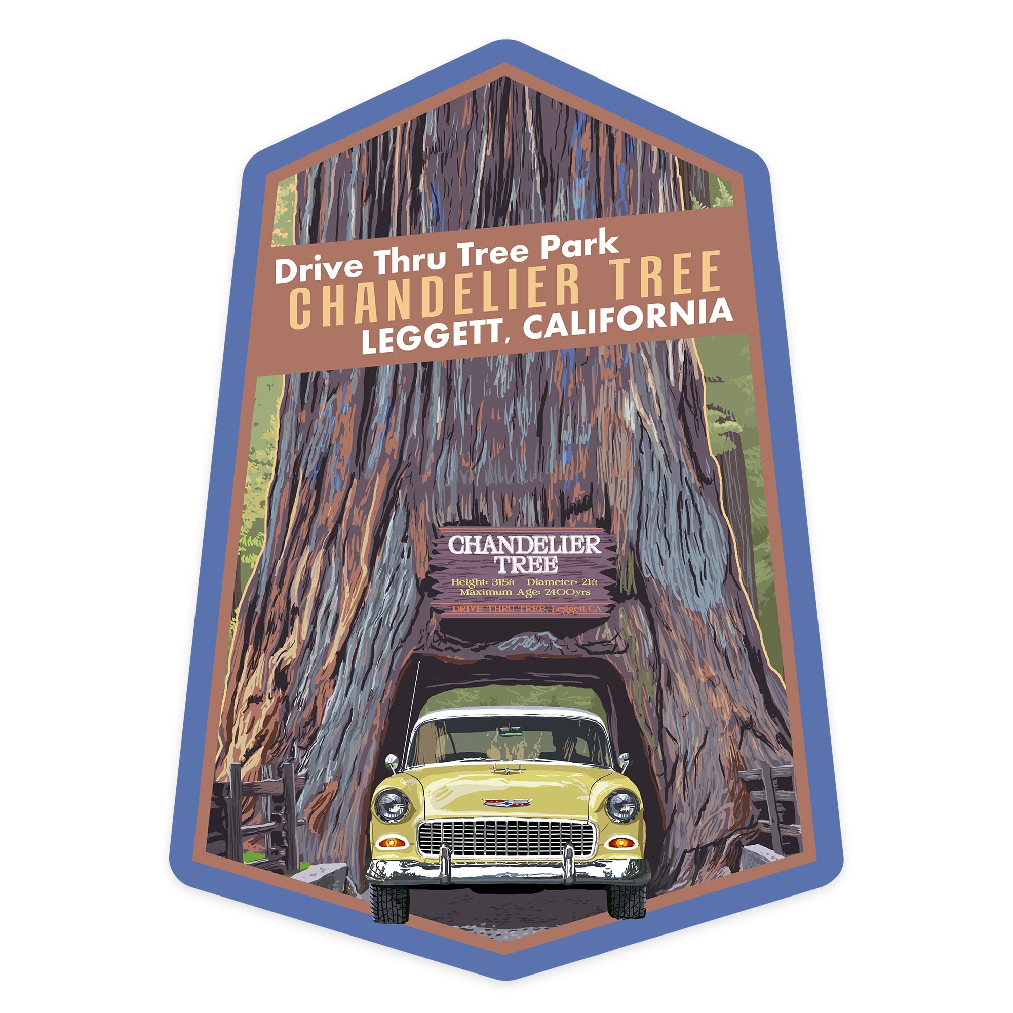 Die Cut Sticker Leggett, California, Drive Thru Tree Park, Chandelier ...