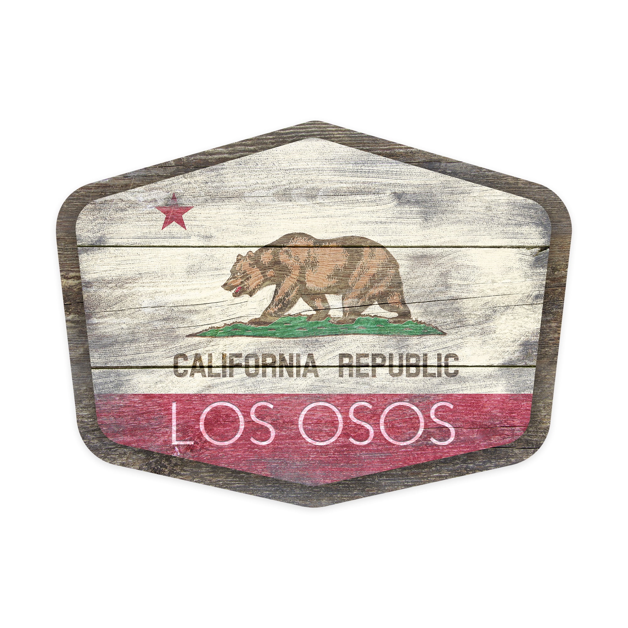 Die Cut Sticker Los Osos, California, Rustic California State Flag ...