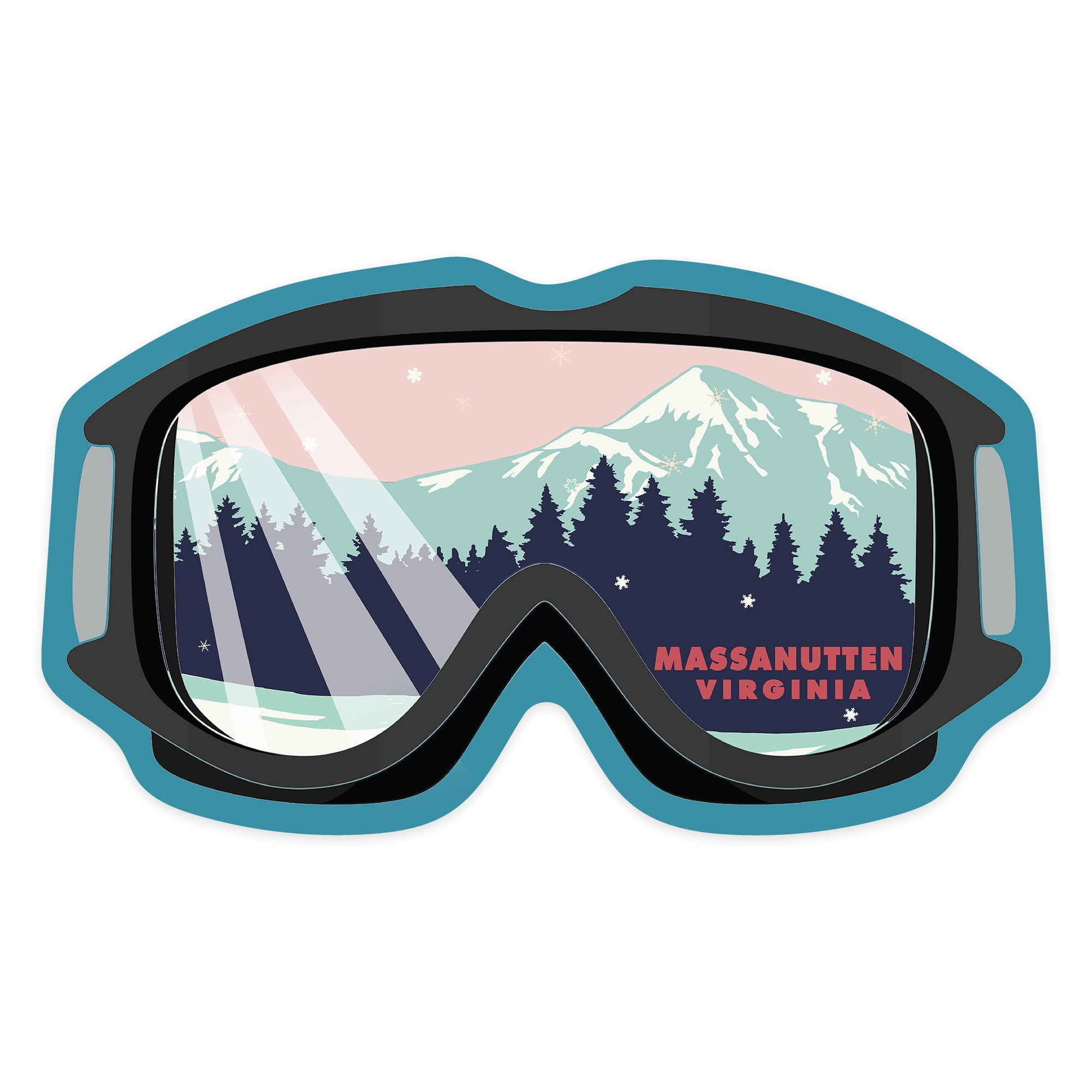 Die Cut Sticker Massanutten, Virginia, Ski Goggles, Contour Vinyl ...
