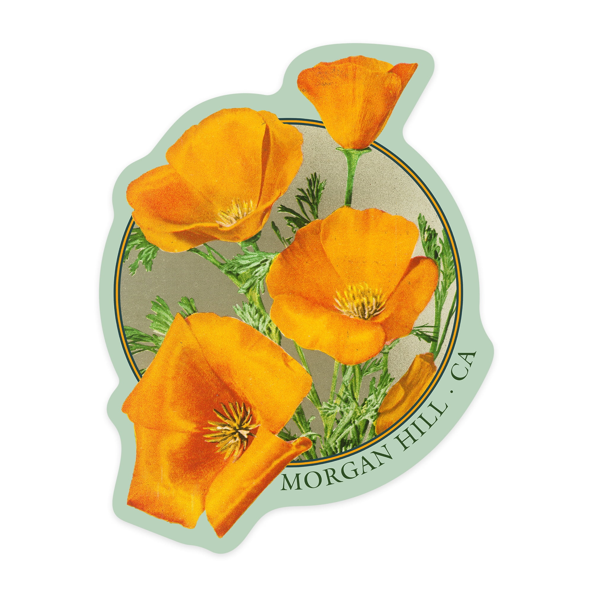 Die Cut Sticker Morgan Hill, California, Poppy Flowers, Contour Vinyl ...