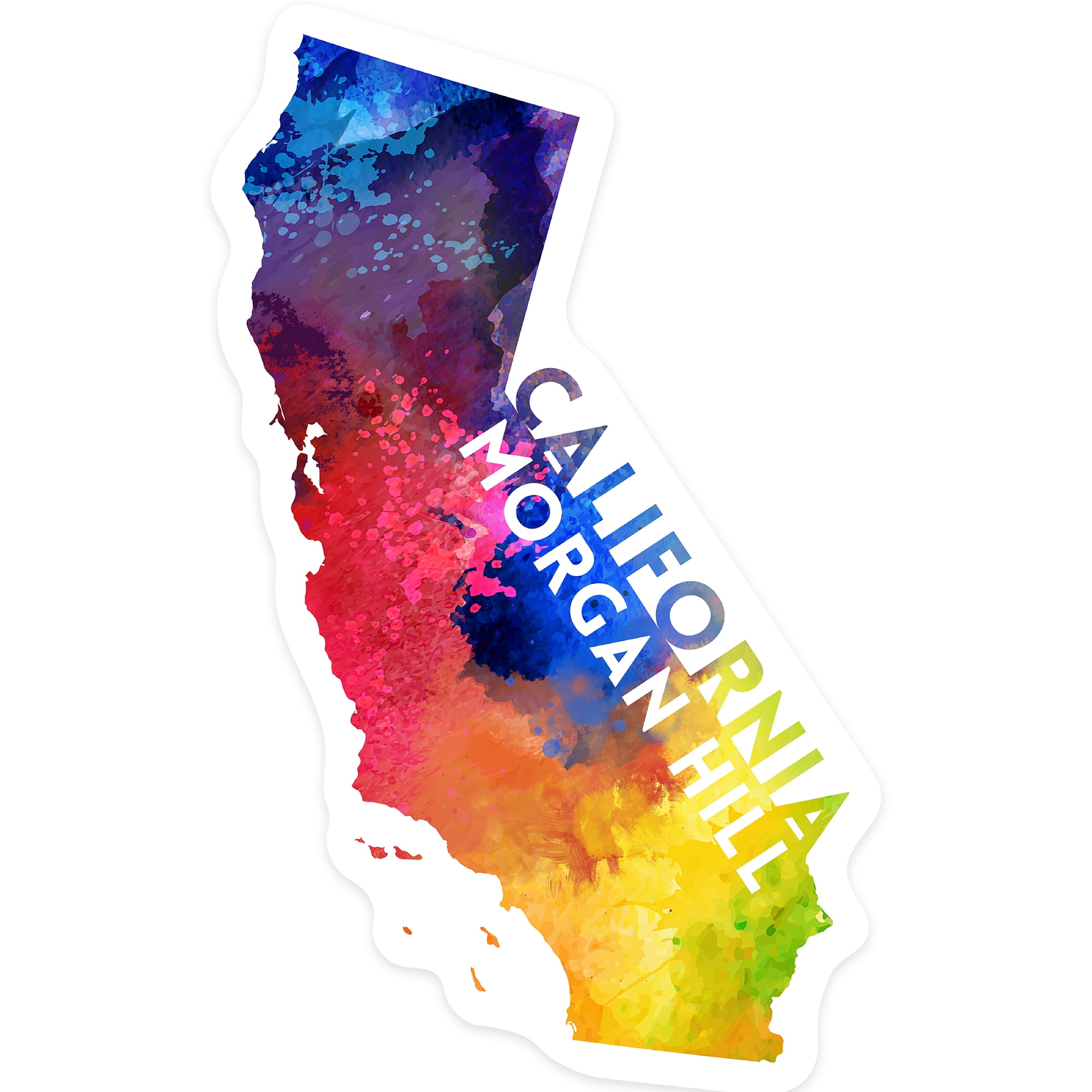 Die Cut Sticker Morgan Hill, California, State Abstract, Watercolor ...