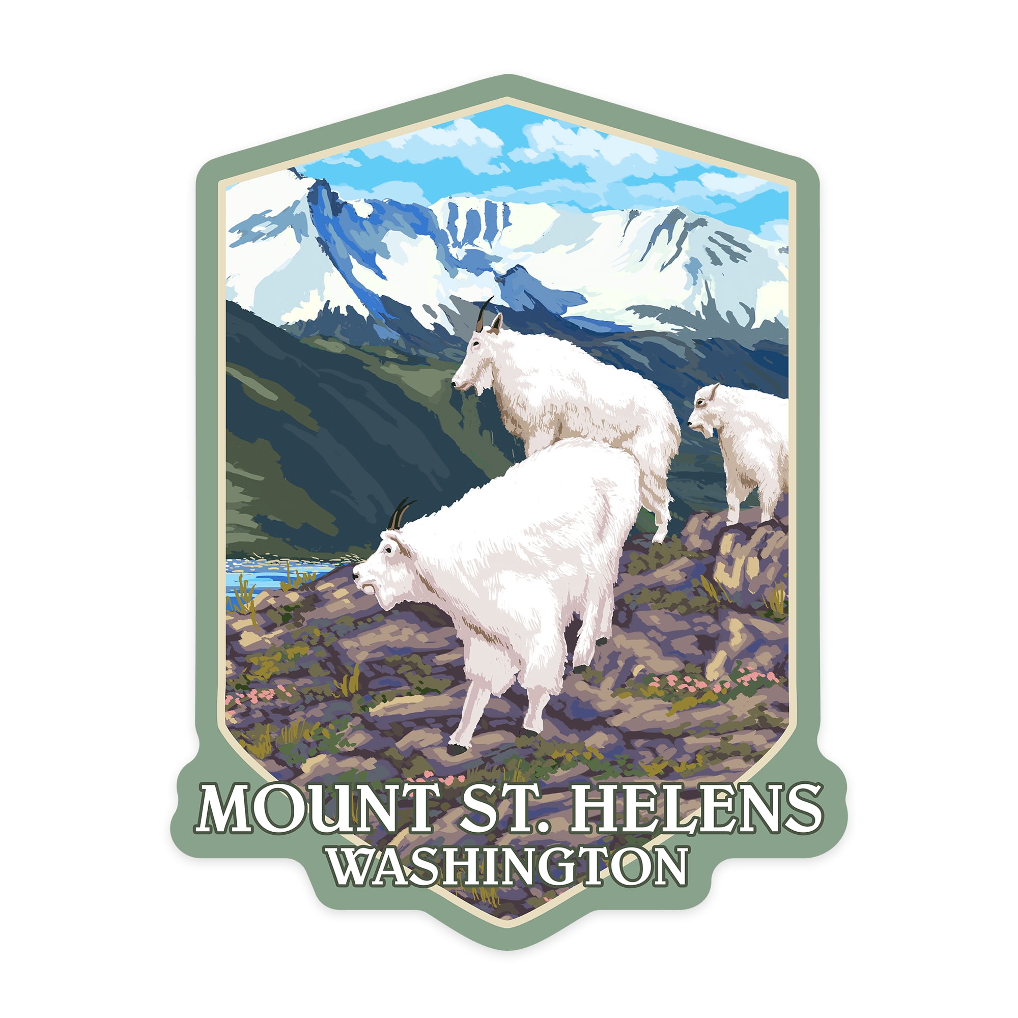 Die Cut Sticker Mount St. Helens, Washington, Goat Family, Contour ...
