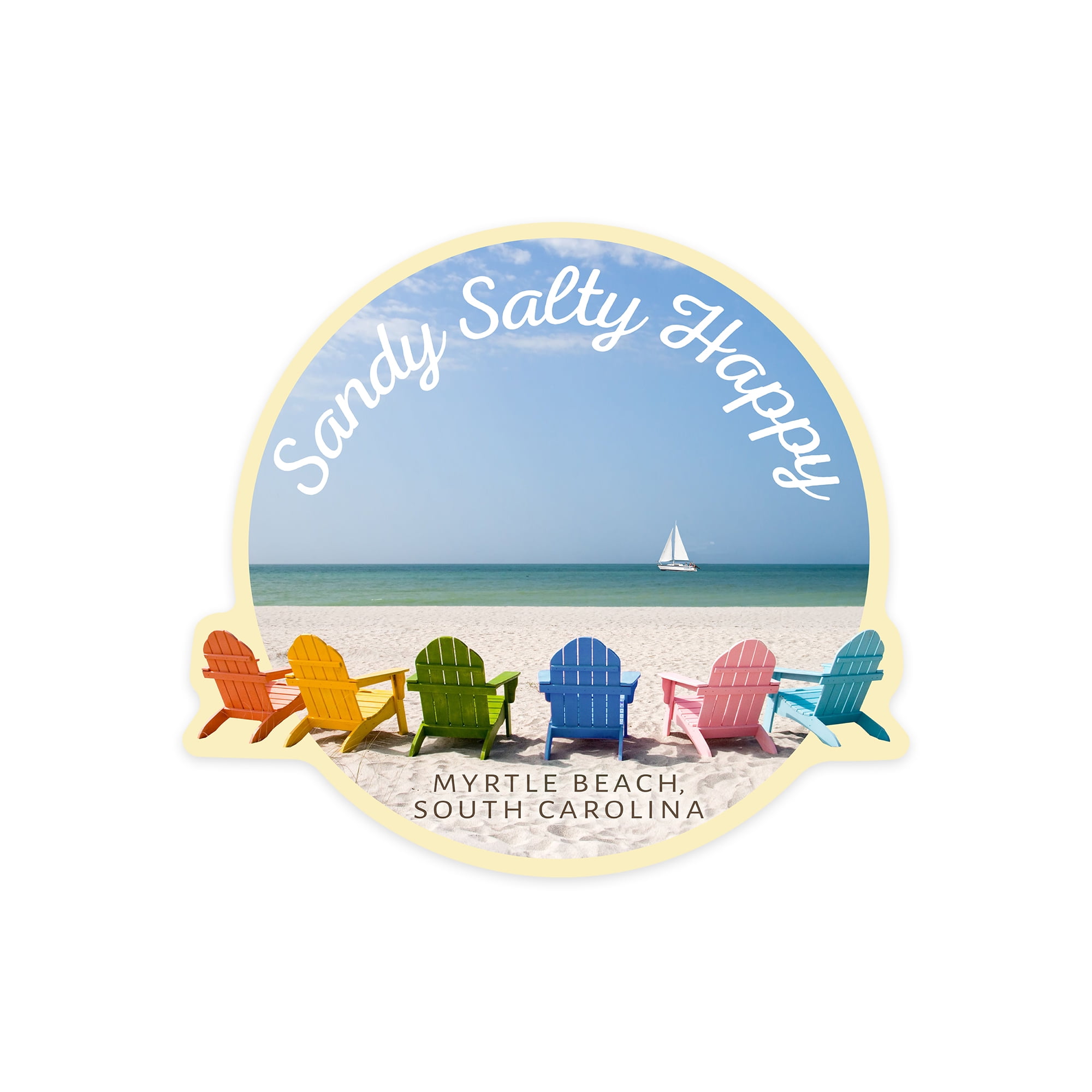 Die Cut Sticker Myrtle Beach, South Carolina, Sandy Salty Happy ...